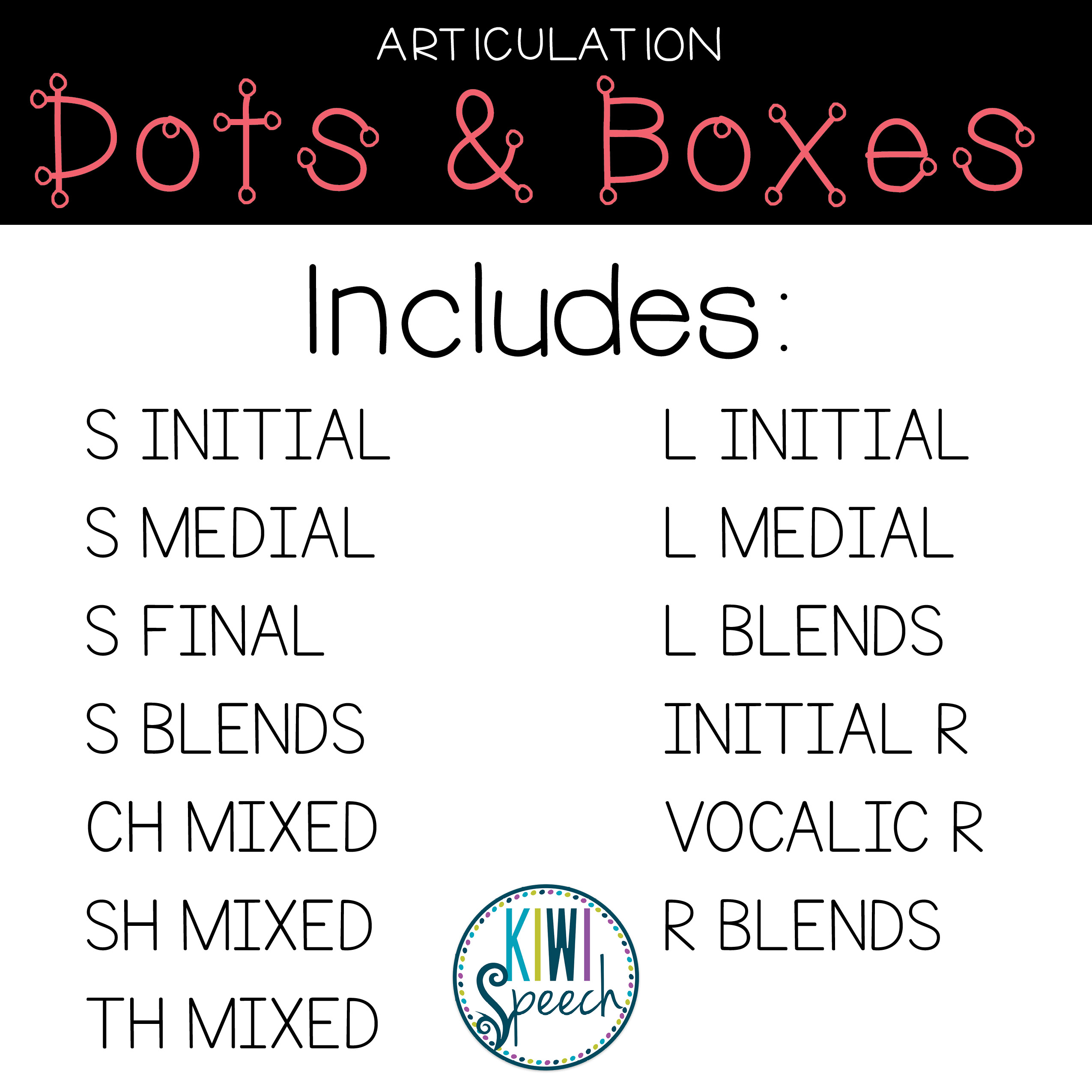 NO-PREP Articulation Dots and Boxes for Speech Therapy - Kiwi Speech