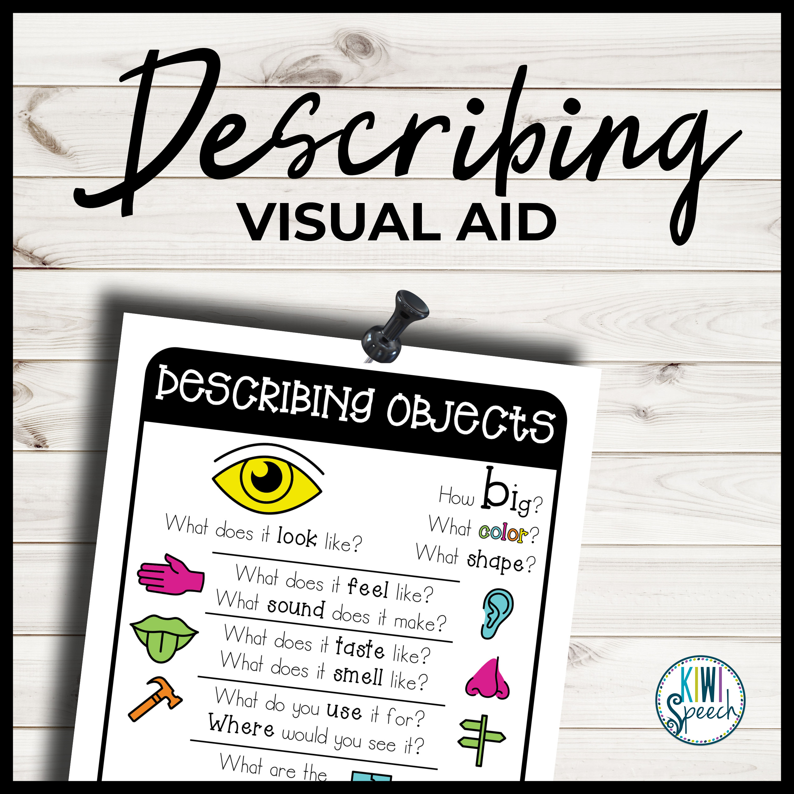 Describing Objects Visual Aid Printable and Poster - Speech Therapy ...