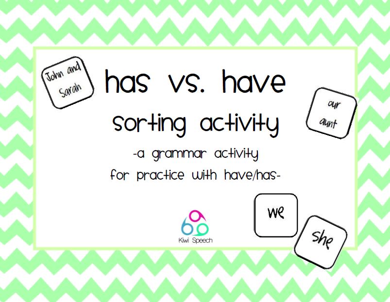 Have vs. Has Grammar Sorting Activity - Kiwi Speech