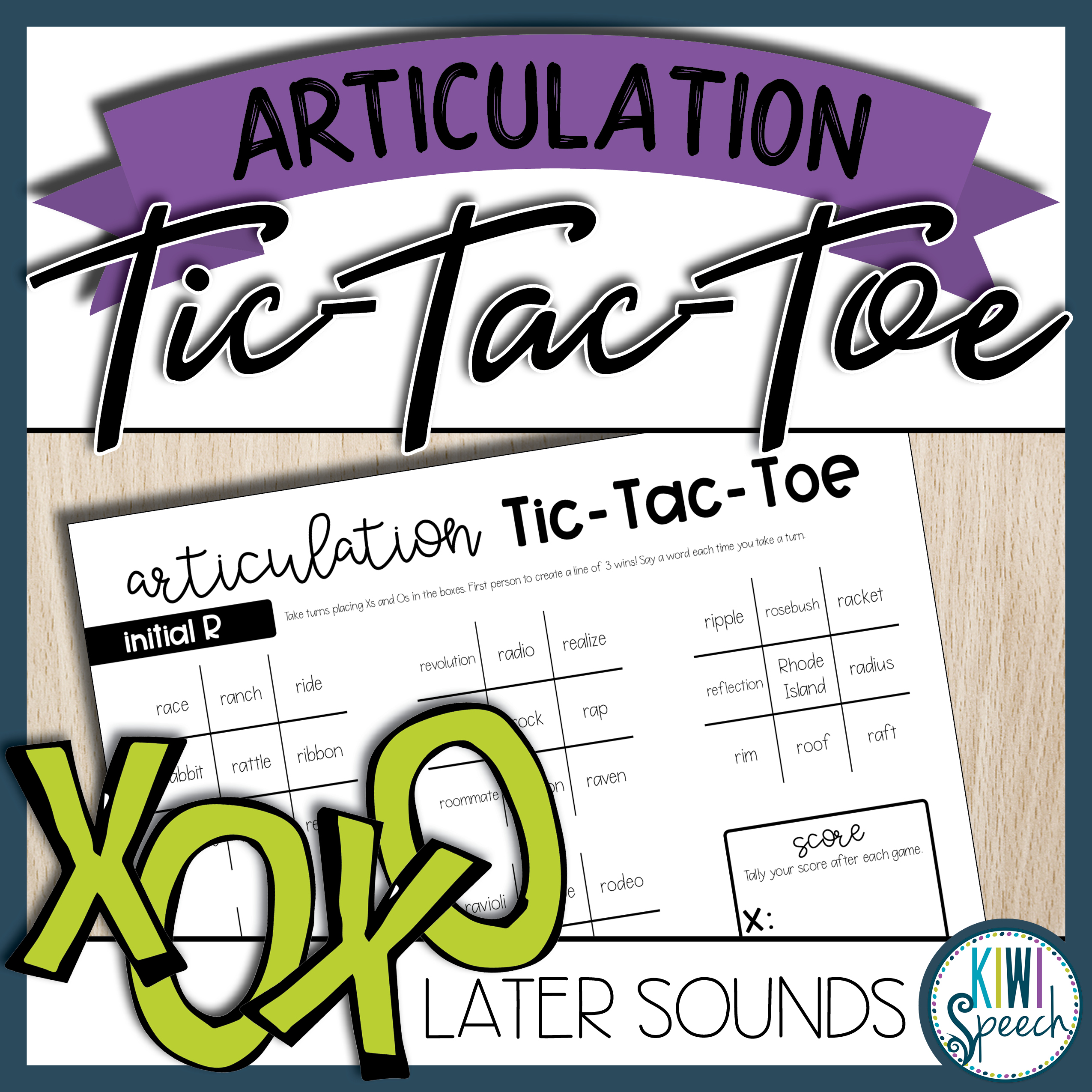 NO-PREP Articulation Tic-Tac-Toe for Speech Therapy - Kiwi Speech