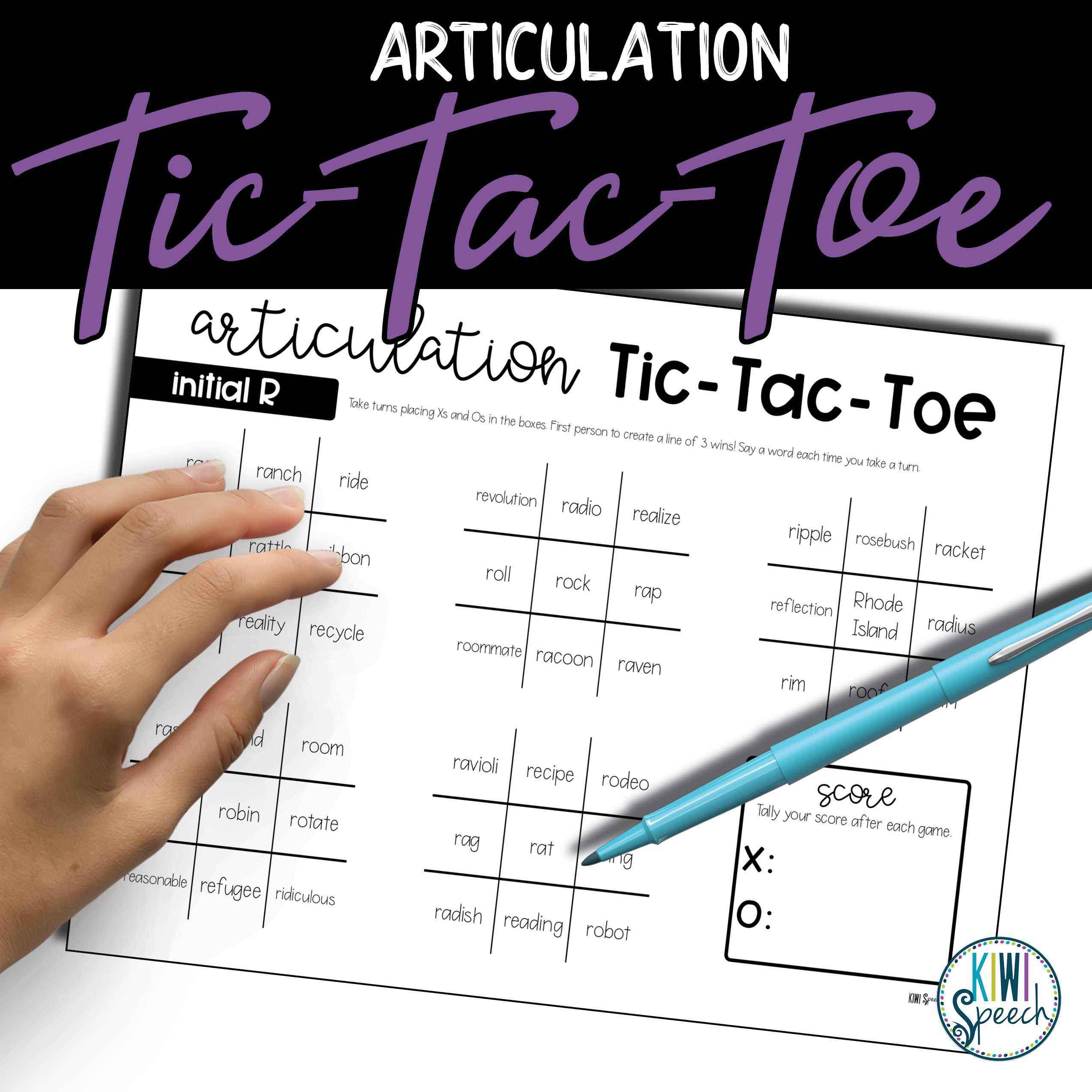 NO-PREP Articulation Tic-Tac-Toe for Speech Therapy - Kiwi Speech