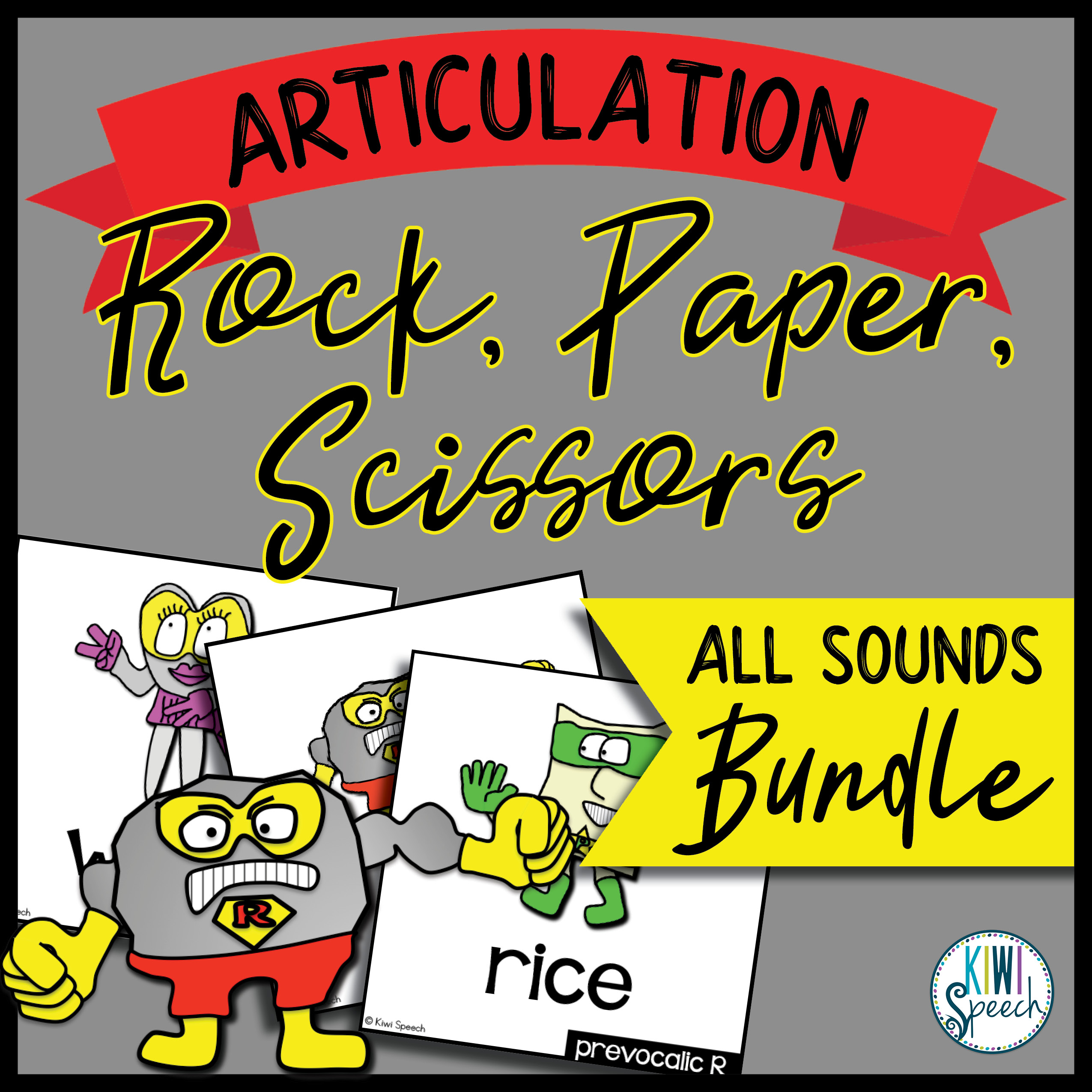 Rock, Paper, Scissors for Articulation - All Sounds BUNDLE - Kiwi Speech