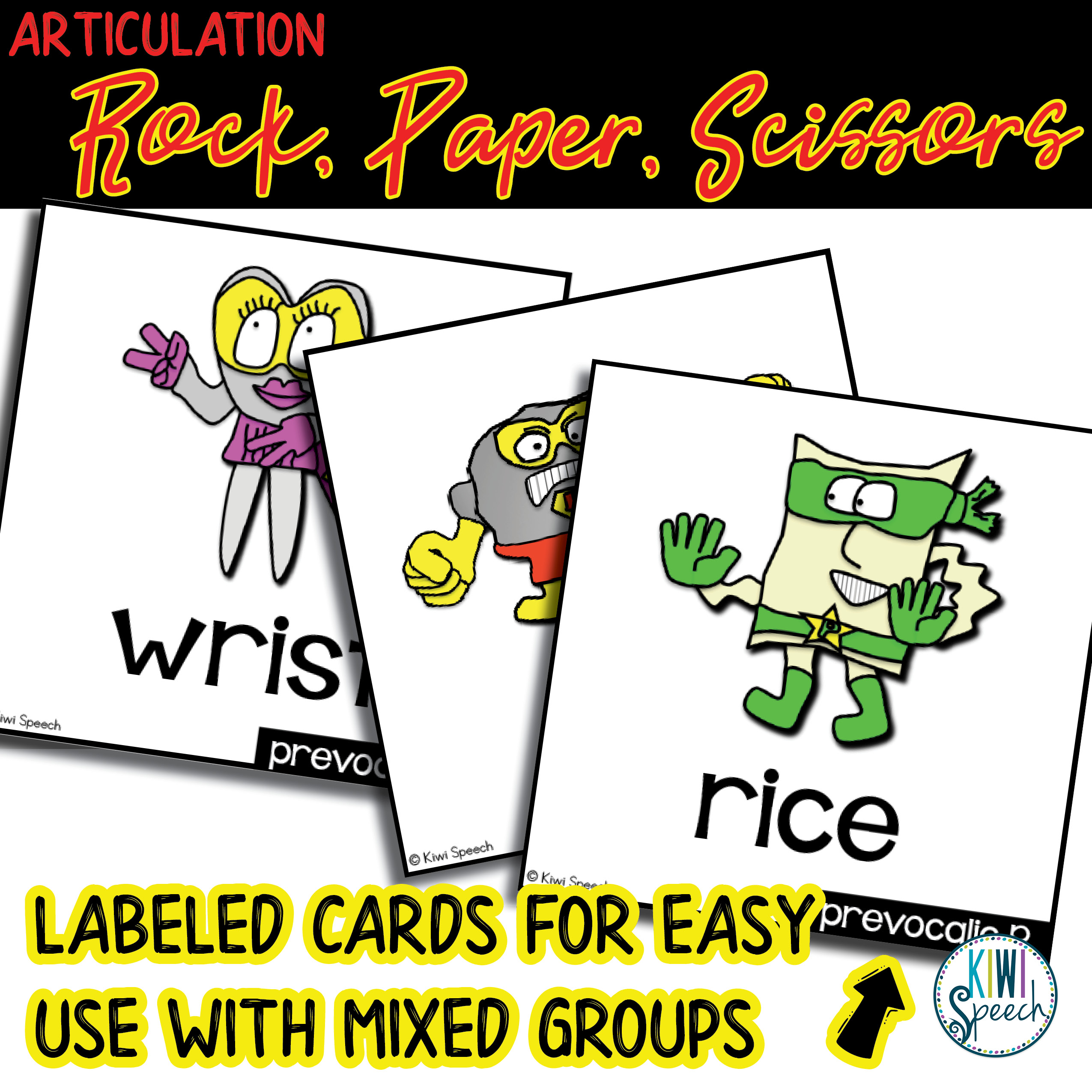 Rock, Paper, Scissors for Articulation - All Sounds BUNDLE - Kiwi Speech