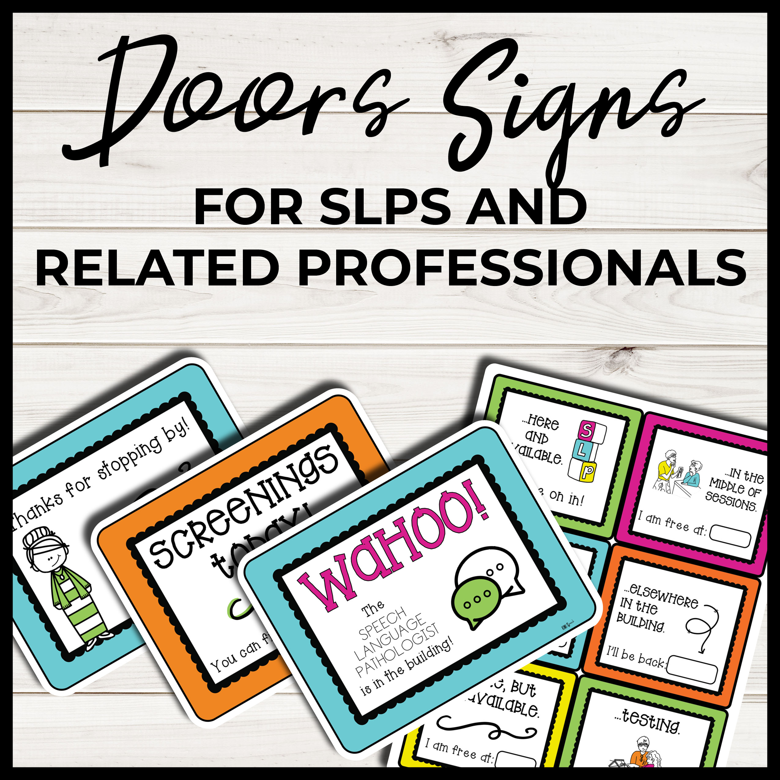 Door Signs for SLPs & Related Professionals - Out of Office, Screenings ...