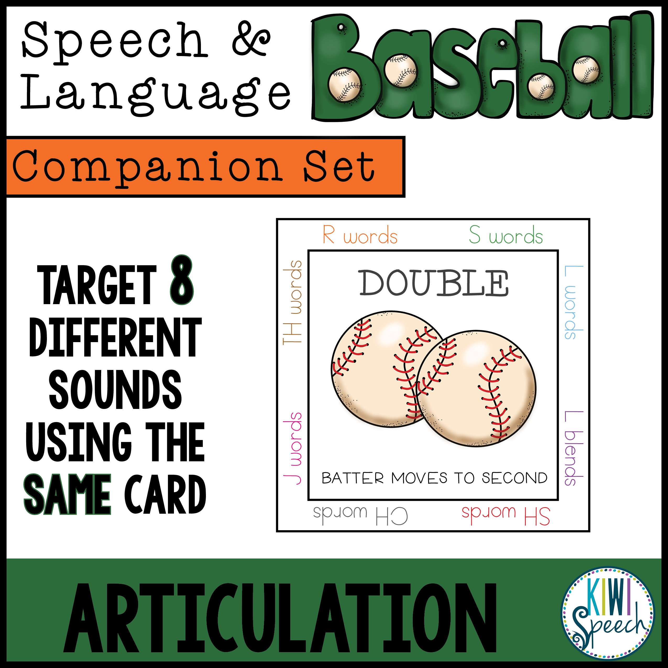 Articulation COMPANION SET for Speech and Language Baseball - Kiwi Speech