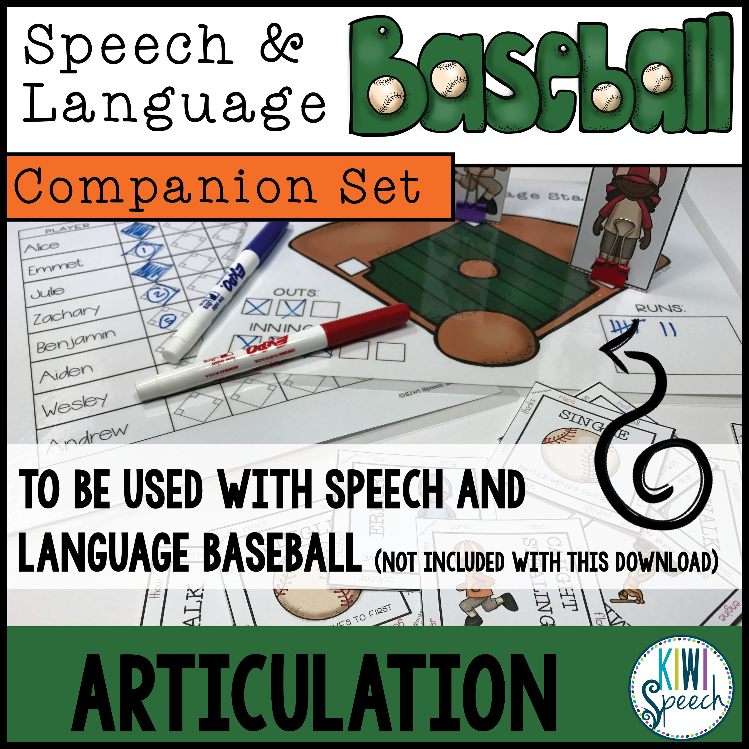Articulation COMPANION SET for Speech and Language Baseball - Kiwi Speech