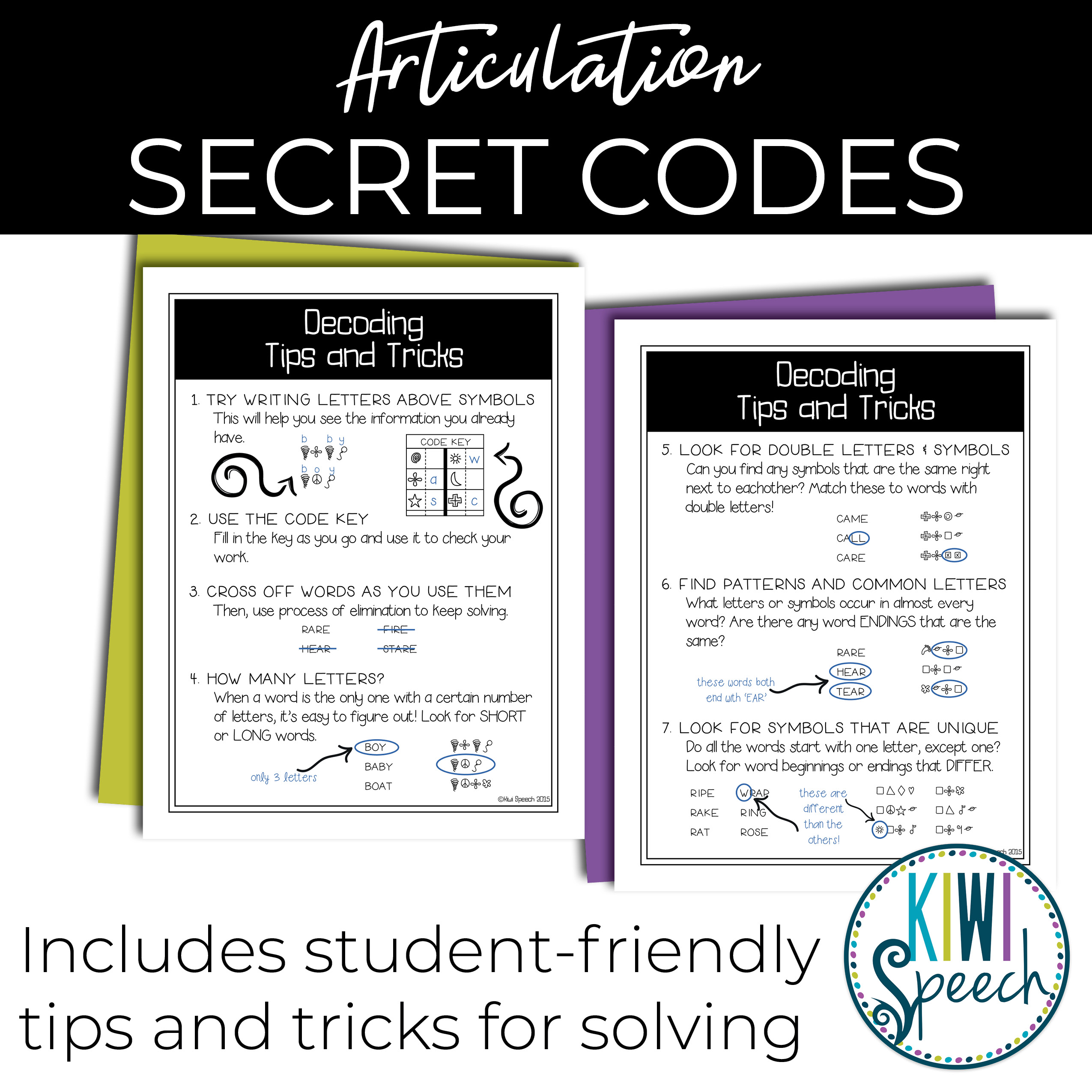 Articulation Secret Codes - NO-PREP Speech Therapy Brain Teaser Puzzles ...