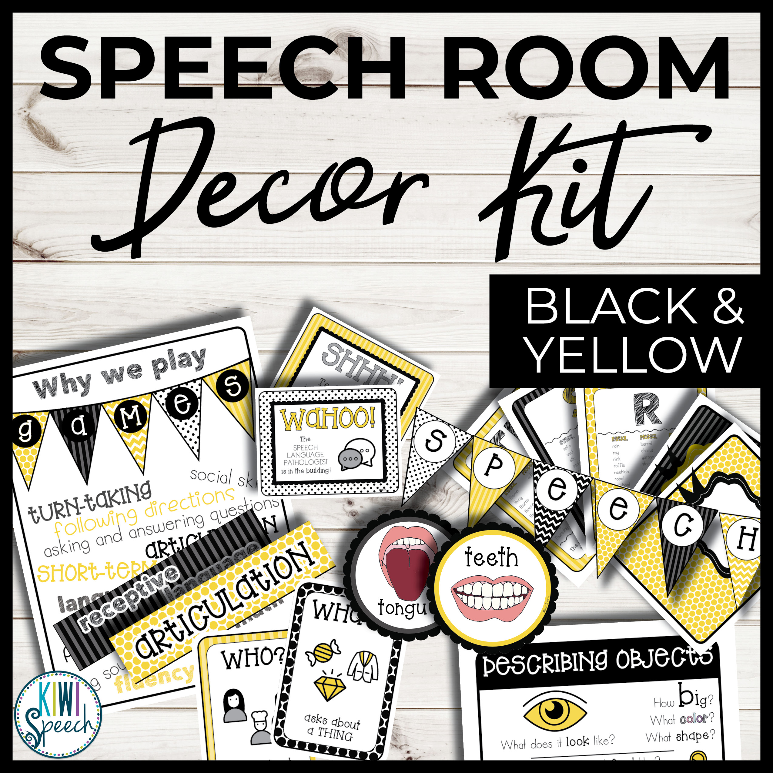 Speech Therapy Room Decor - Functional Decor Kit + Visual Aids - Black ...