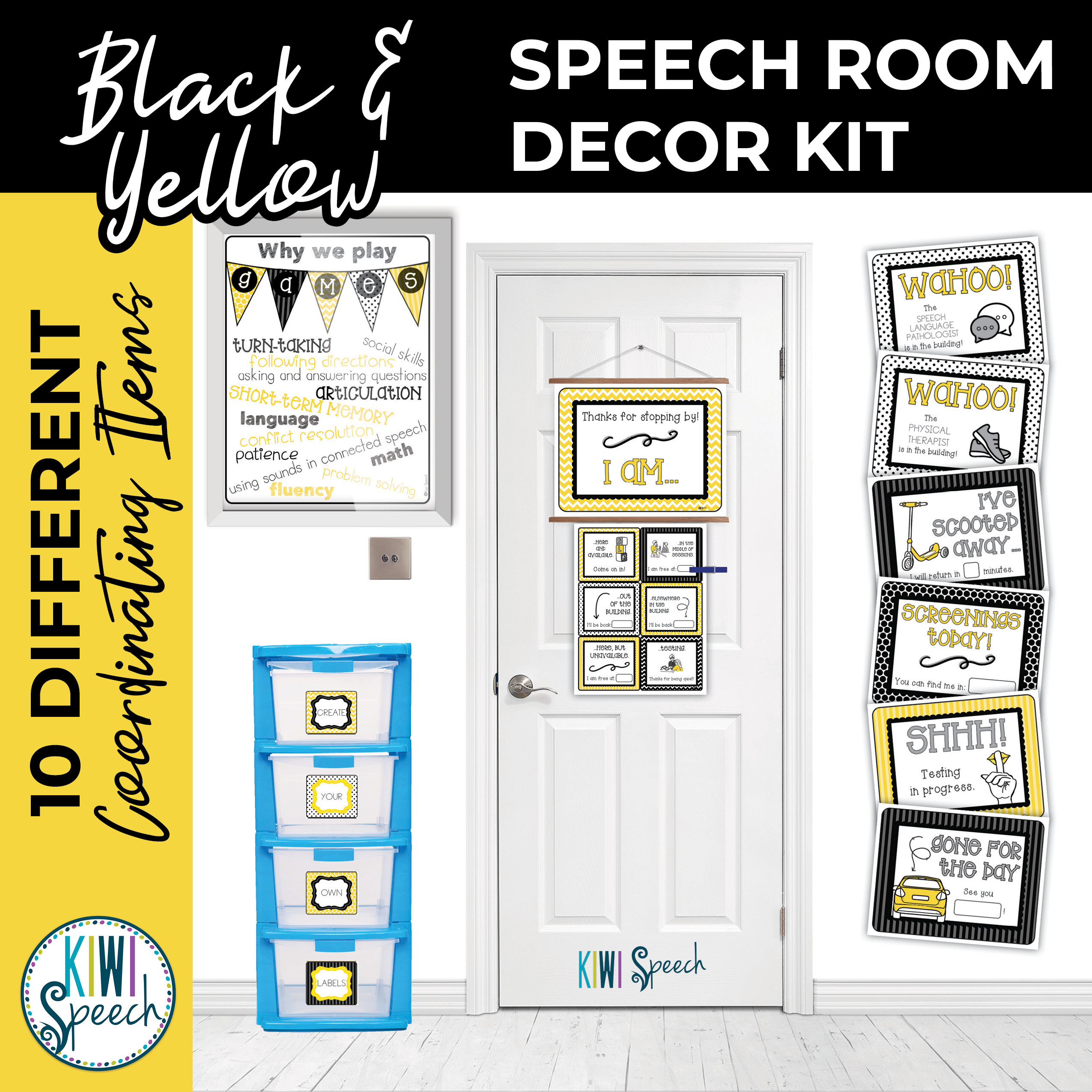 Speech Therapy Room Decor - Functional Decor Kit + Visual Aids - Black ...