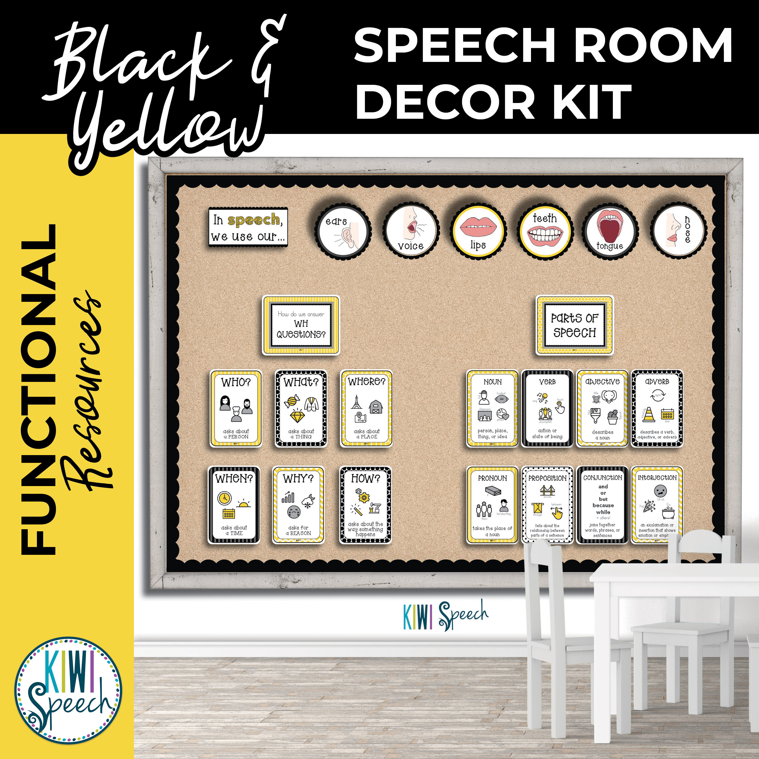 Speech Therapy Room Decor - Functional Decor Kit + Visual Aids - Black ...