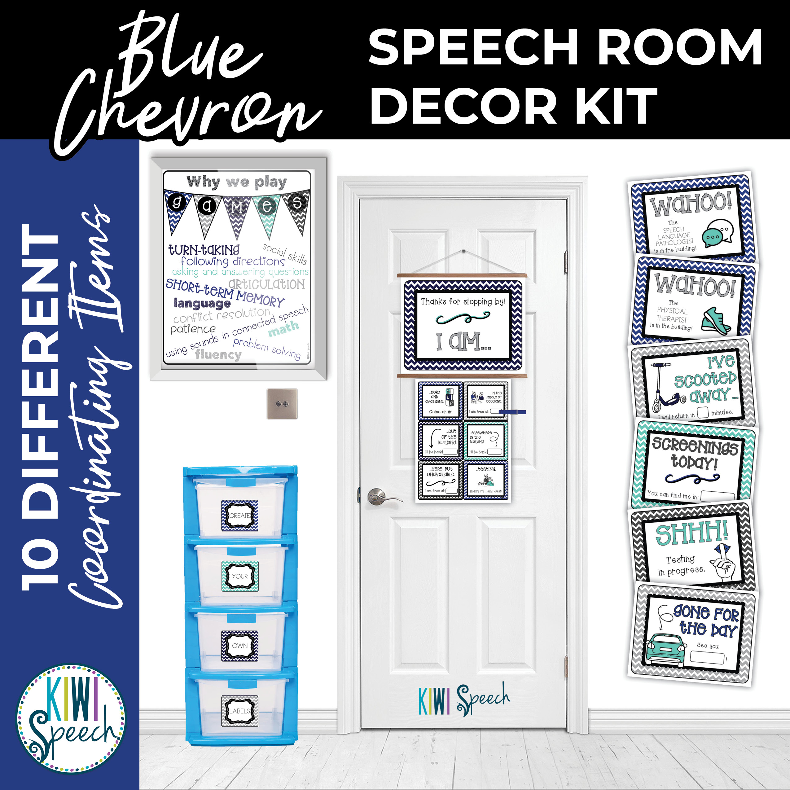 Speech Therapy Room Decor - Functional Decor Kit and Visual Aids - Blue ...