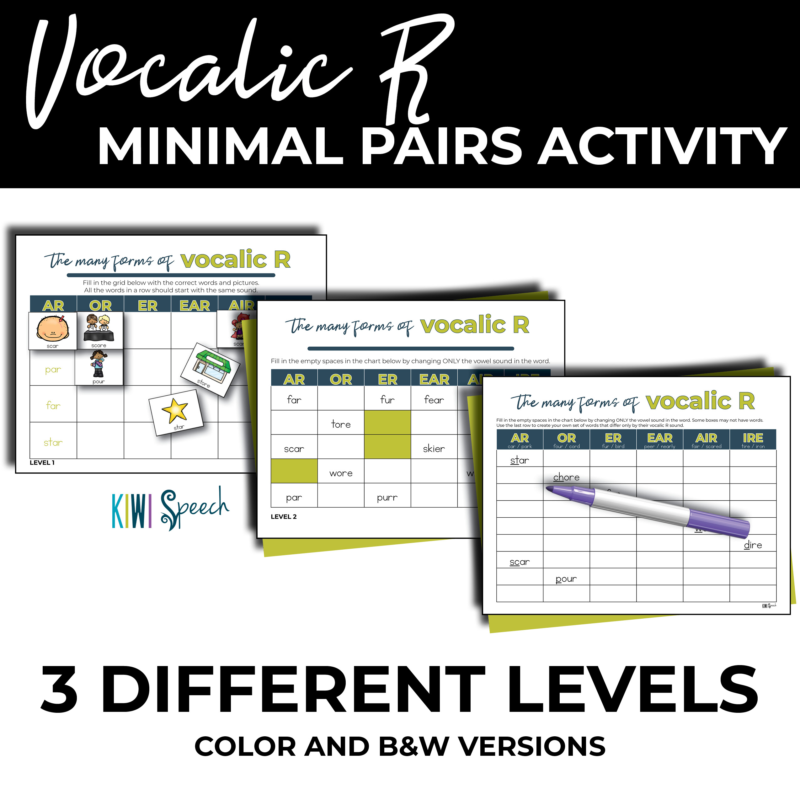 Vocalic R Minimal Pair Activity - Vocalic R Vowel Differentiation ...
