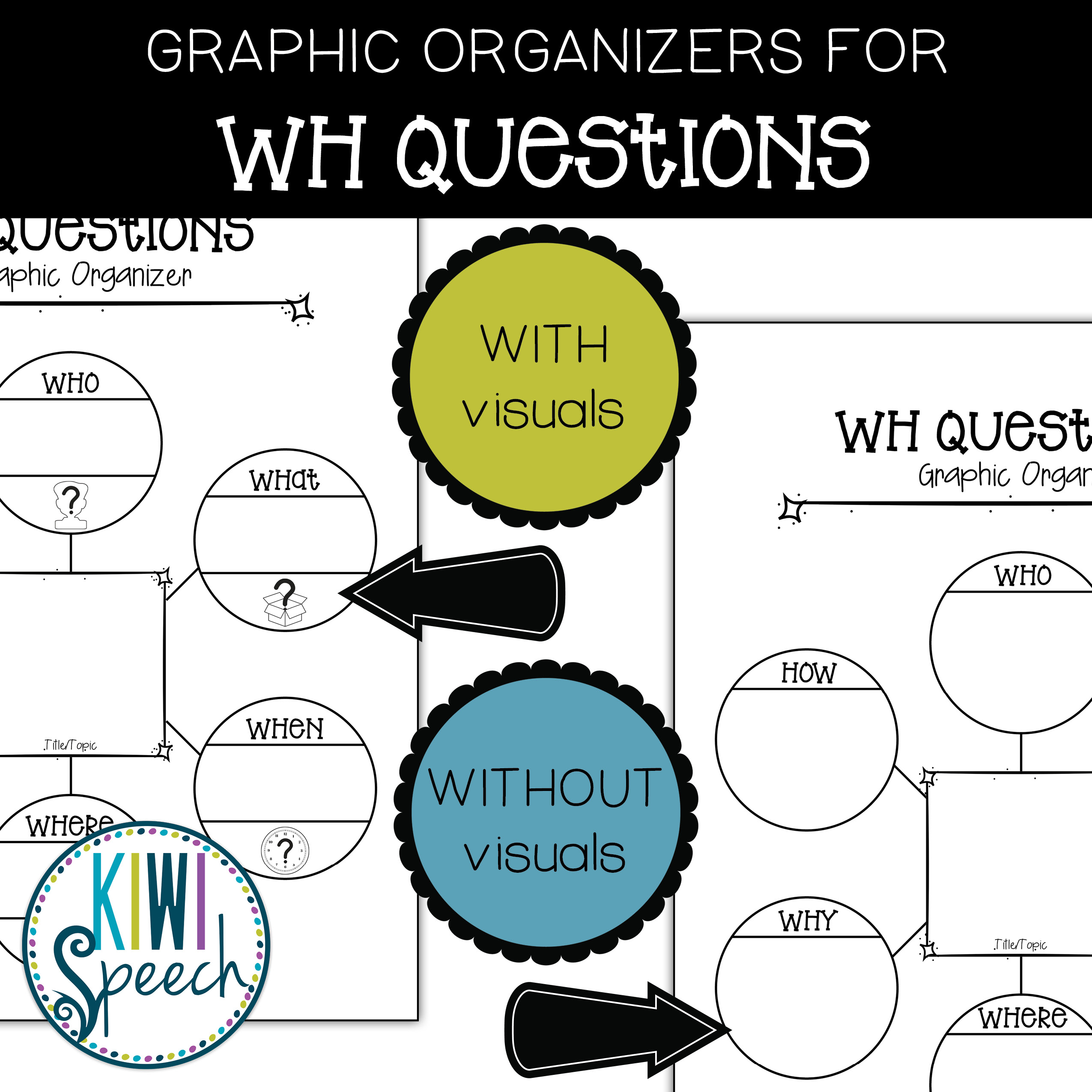 WH Questions Graphic Organizers FREEBIE - Kiwi Speech