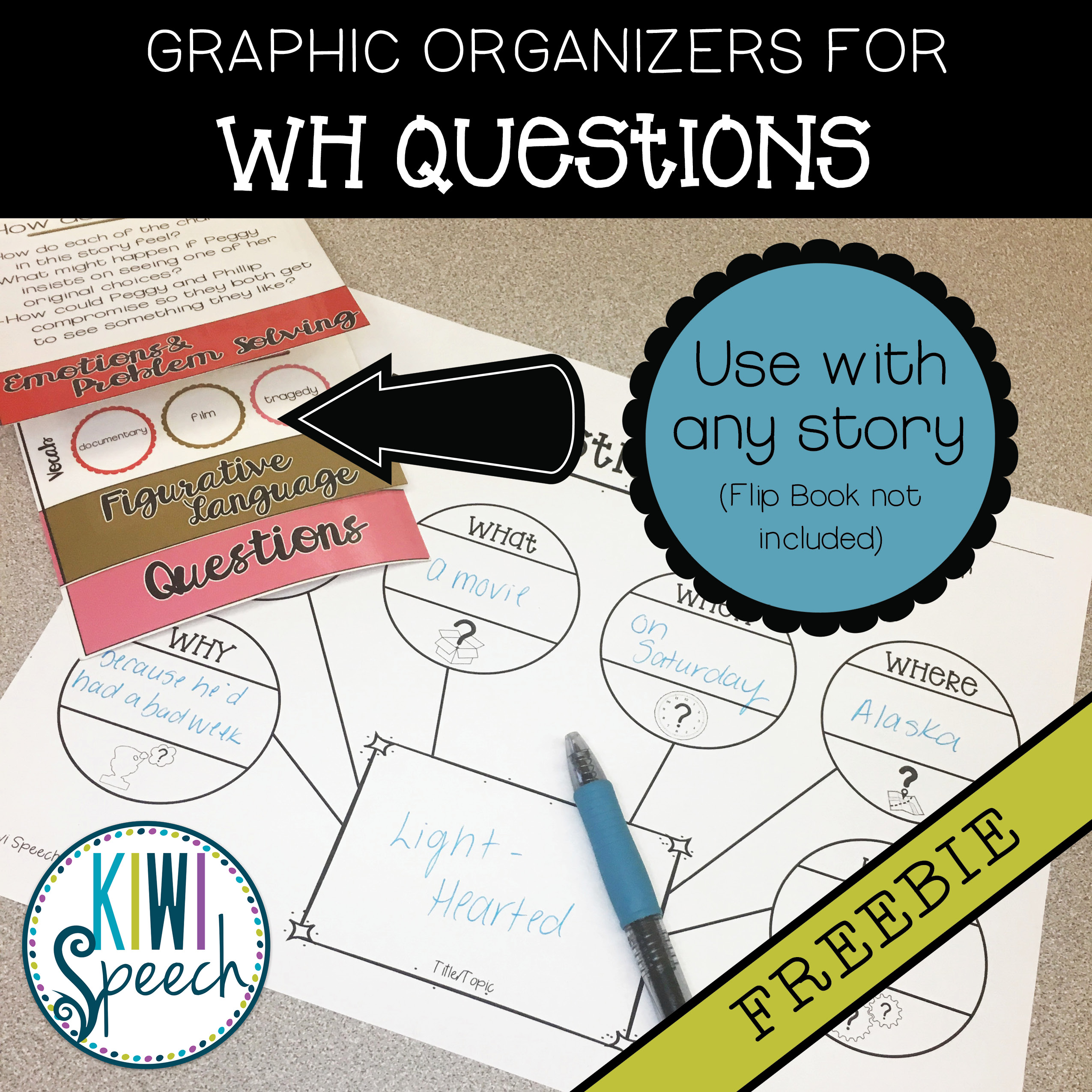 WH Questions Graphic Organizers FREEBIE - Kiwi Speech