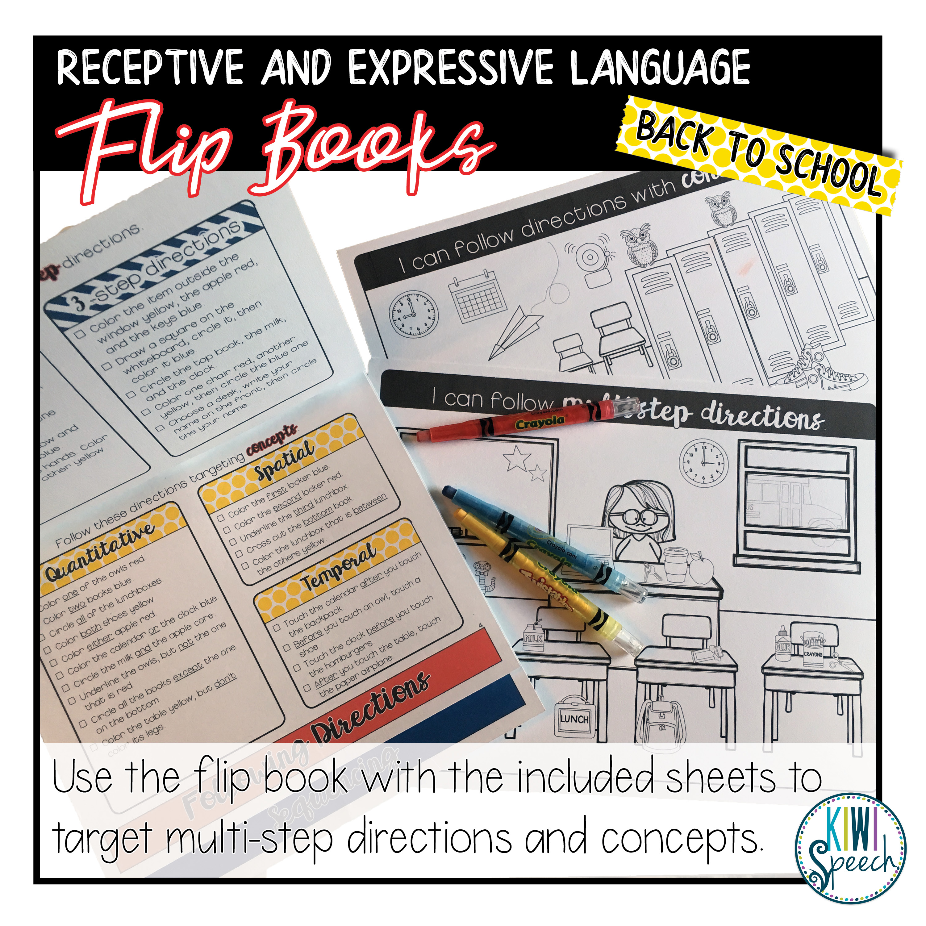 Receptive & Expressive Language Flip Books {BACK TO SCHOOL} - Kiwi Speech