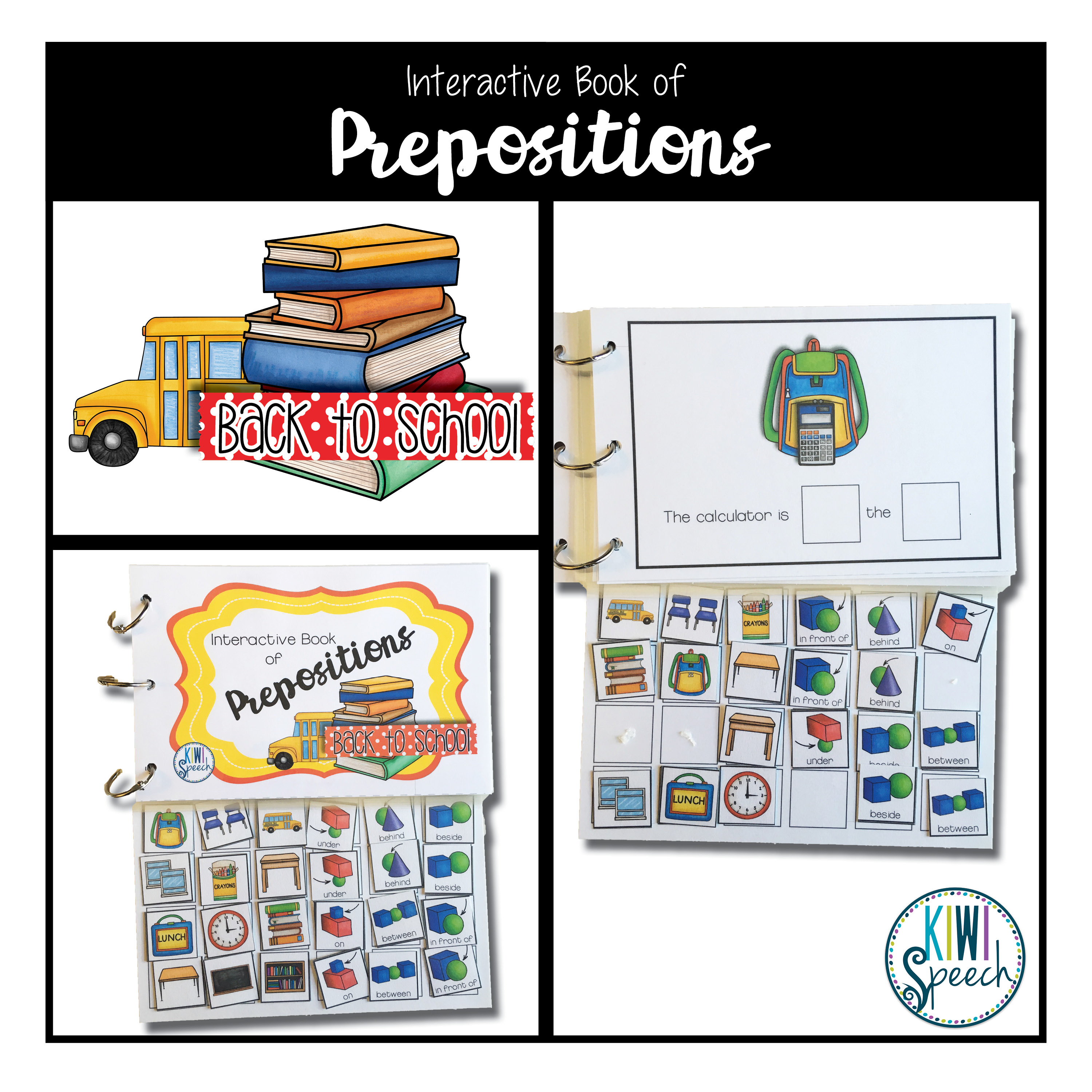 Prepositions Interactive Book {BACK TO SCHOOL} - Kiwi Speech