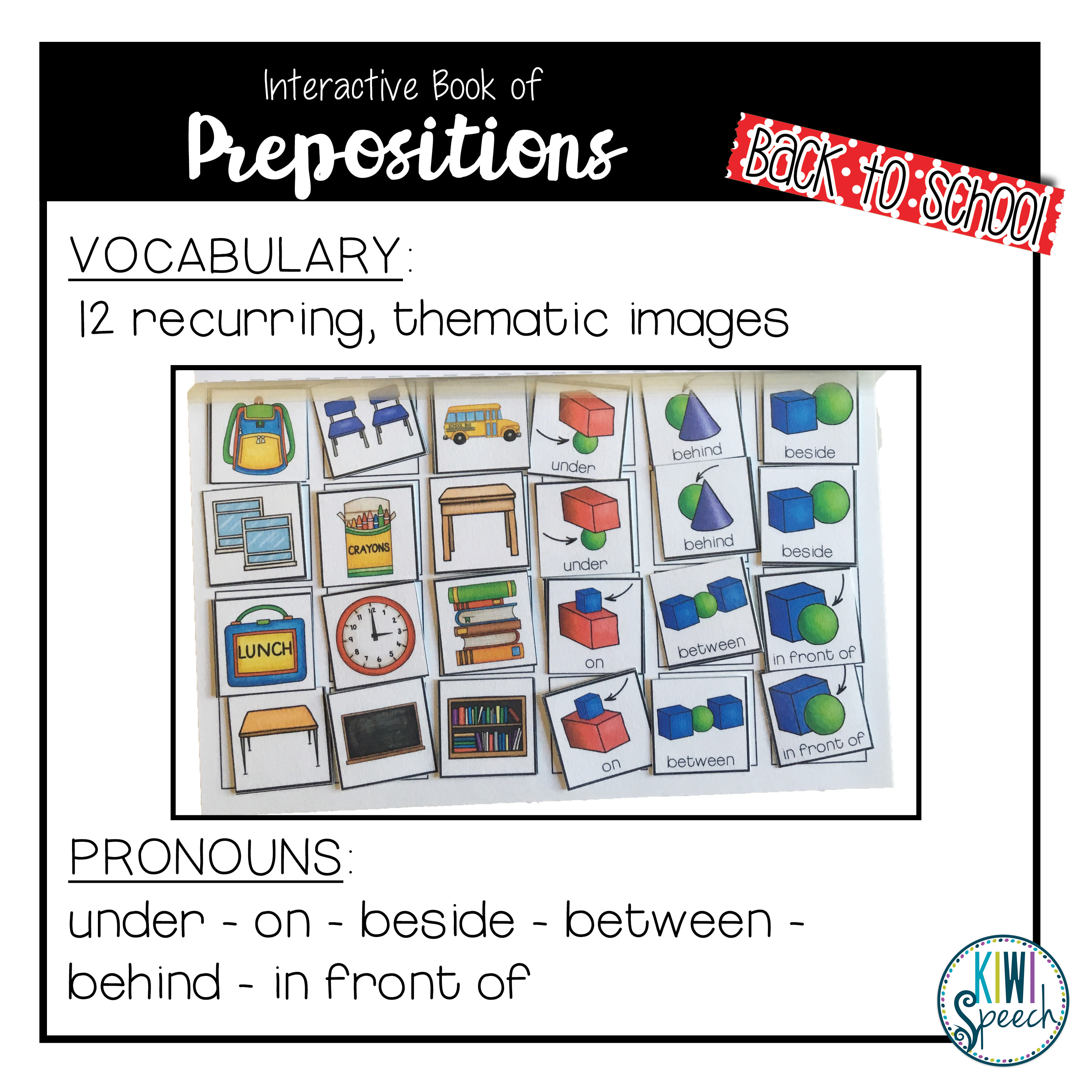 Prepositions Interactive Book {BACK TO SCHOOL} - Kiwi Speech