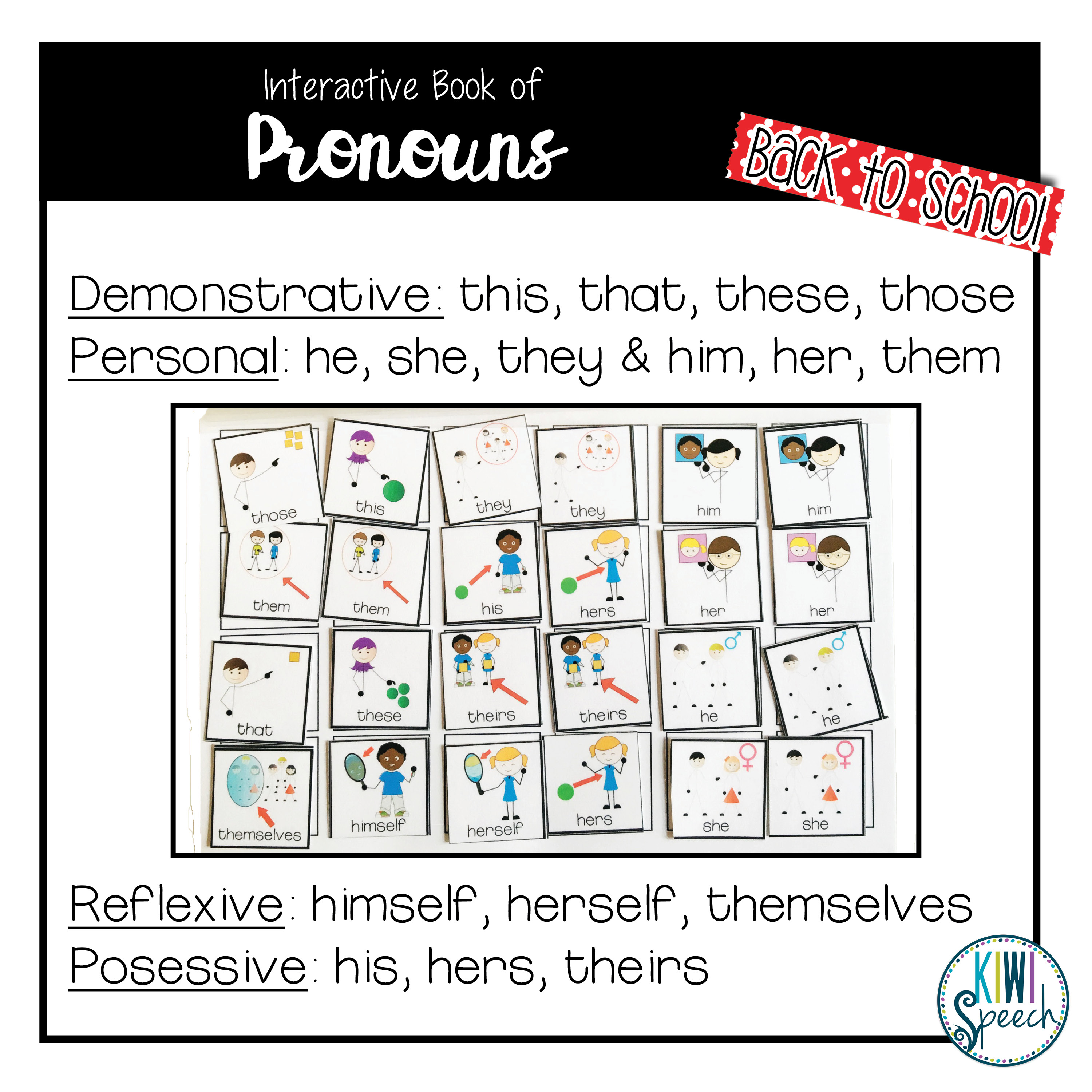 Pronouns Interactive Book {BACK TO SCHOOL} - Kiwi Speech