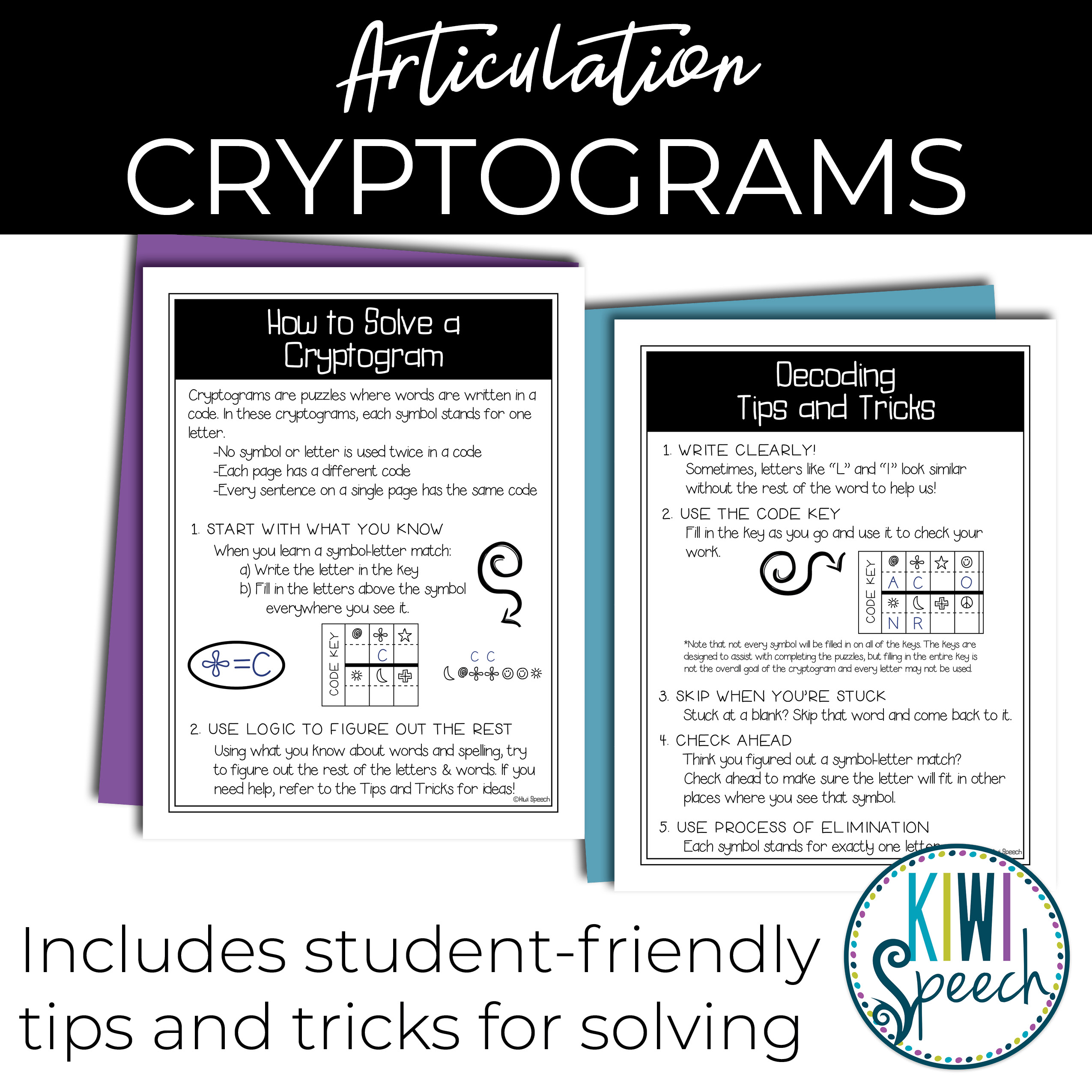 Articulation Cryptograms - NO-PREP Speech Therapy Brain Teaser Puzzles ...