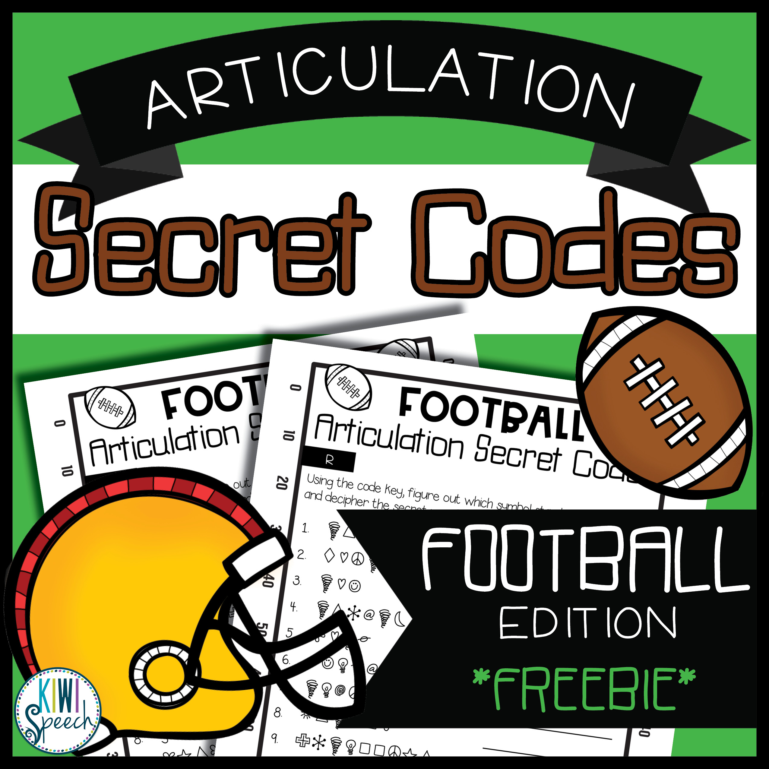 NO PREP Articulation Secret Codes for Speech Therapy- Football Edition ...