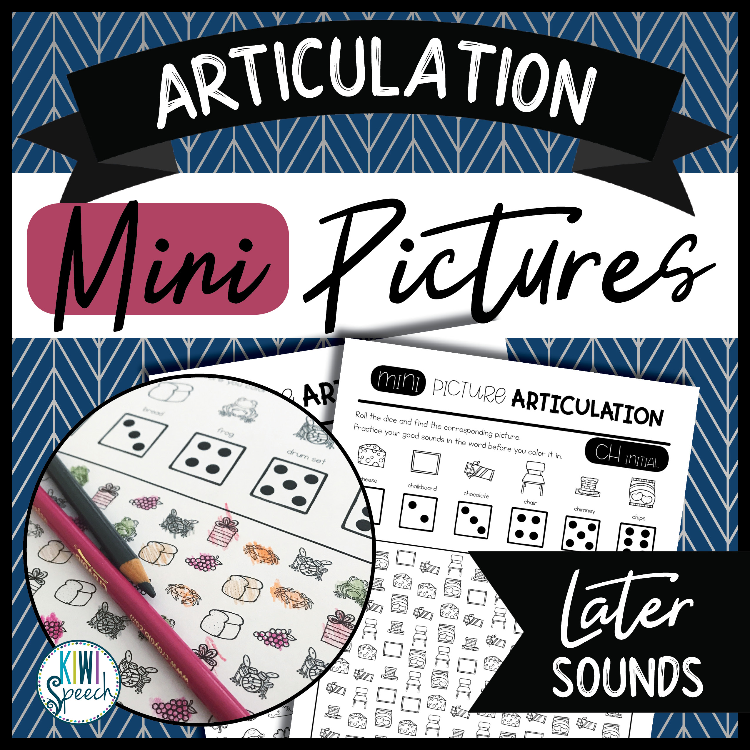 No-Prep Articulation Mini Pictures Dice Game - Later Sounds - Kiwi Speech