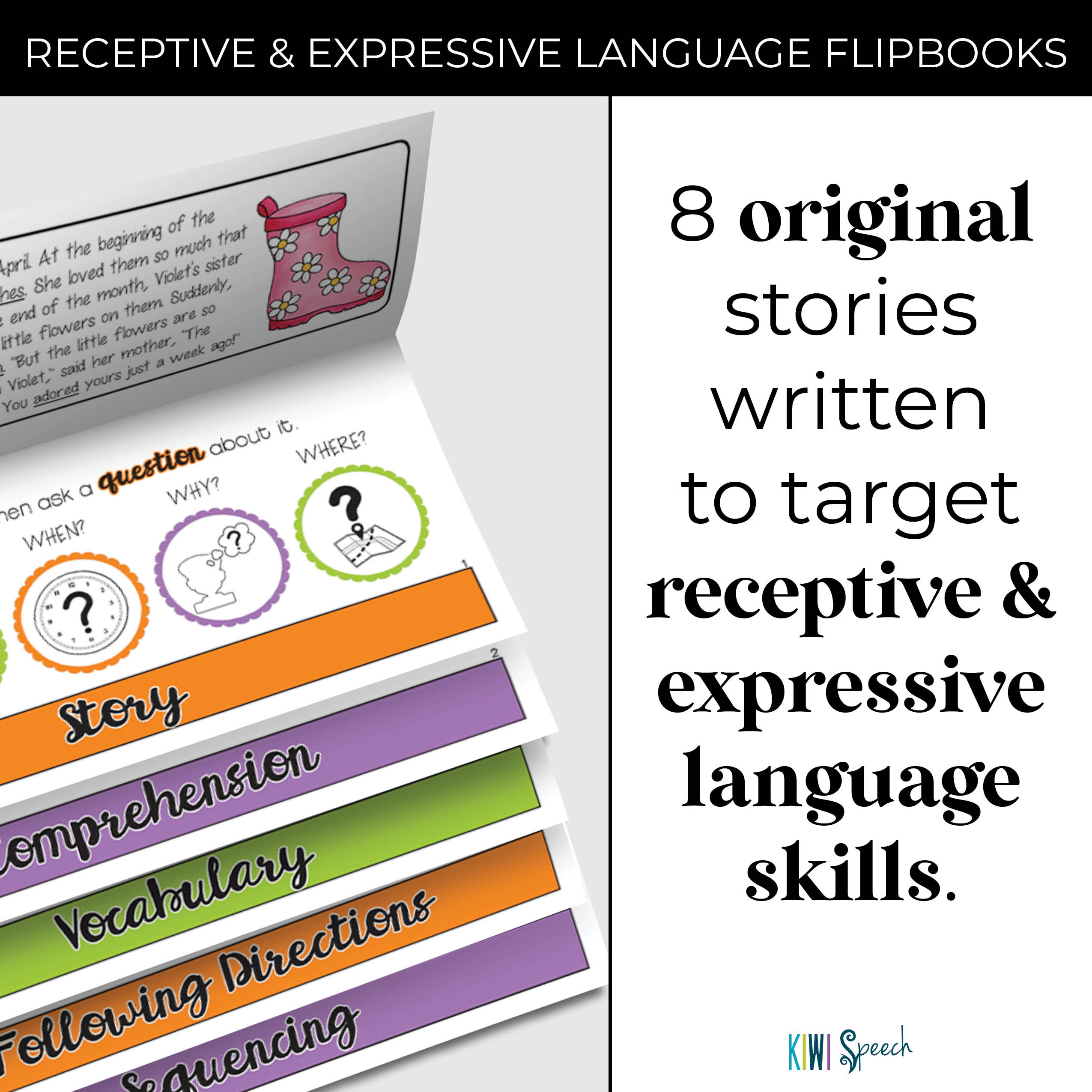 Receptive & Expressive Language Flip Books {SPRING} - Kiwi Speech