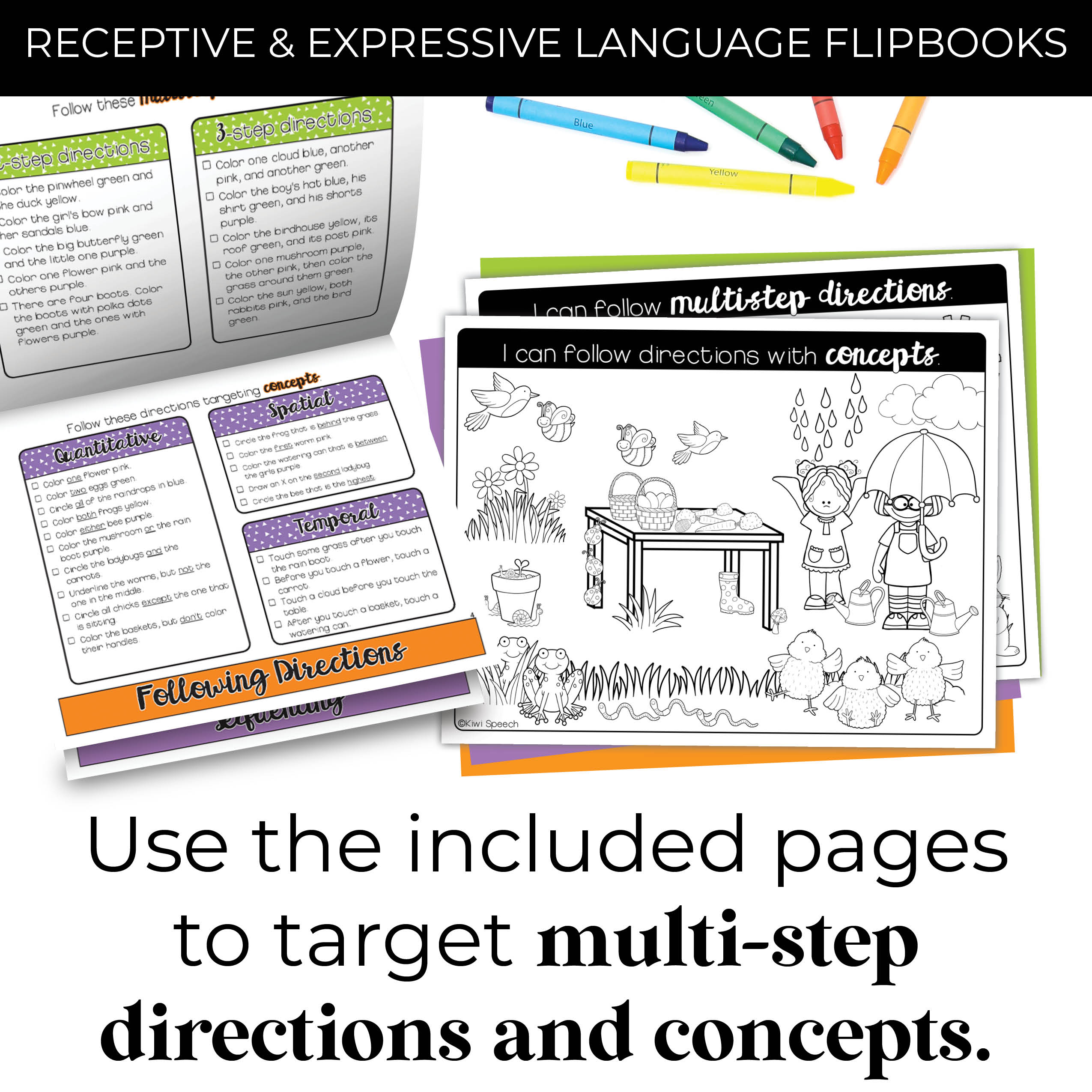 Receptive & Expressive Language Flip Books {SPRING} - Kiwi Speech