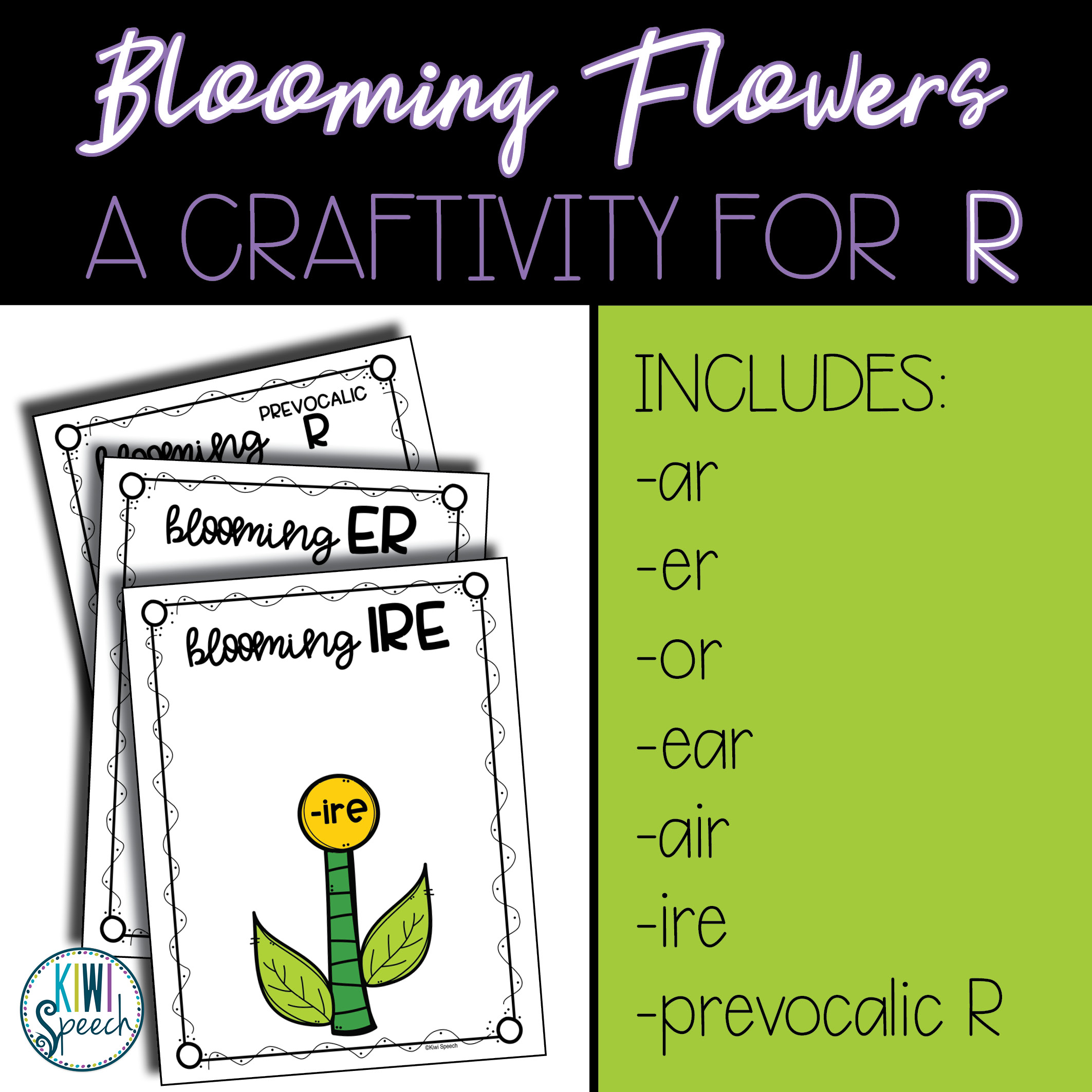 Vocalic R Blooming Flowers: A Craftivity for the R Sound - Kiwi Speech