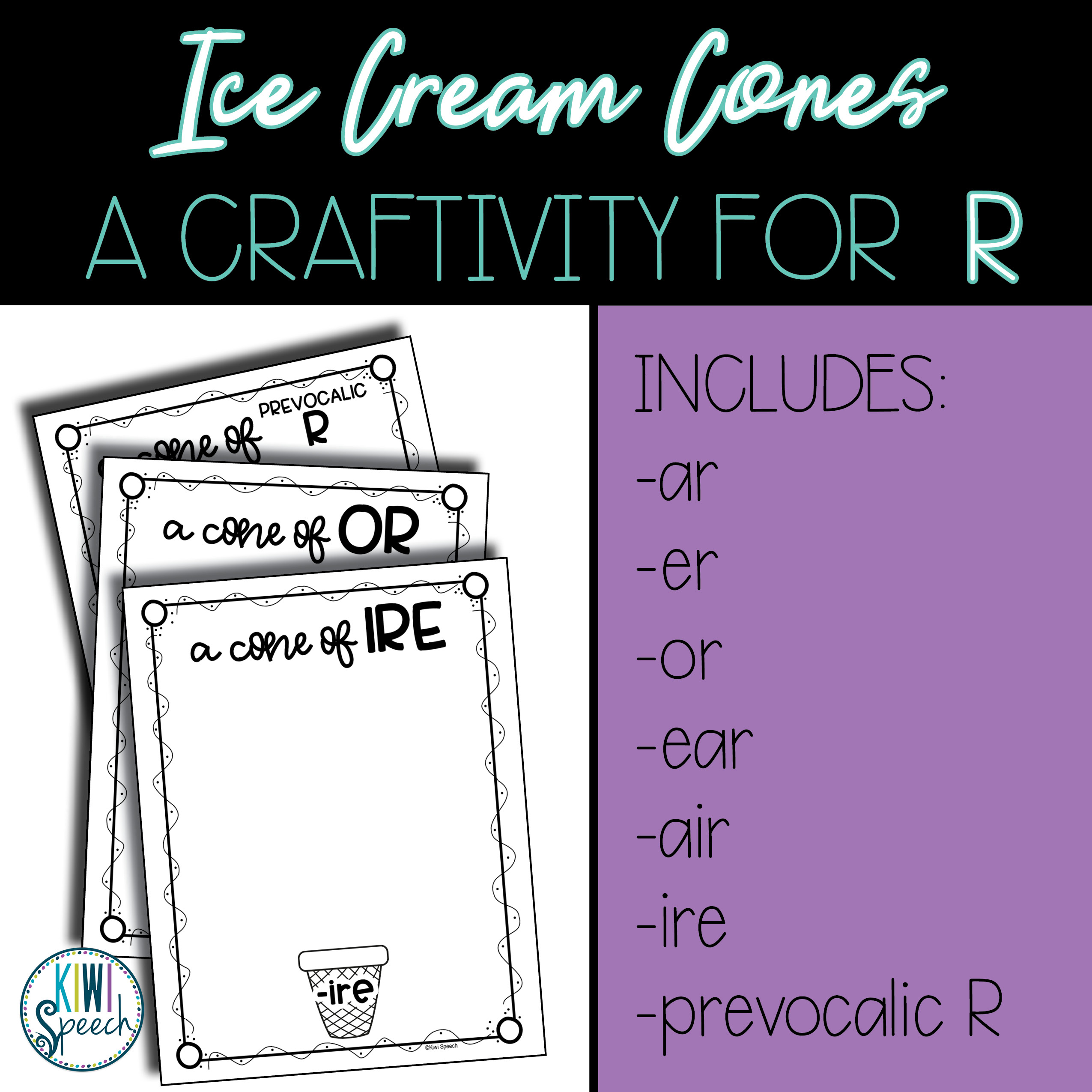 Vocalic R Ice Cream Cones: A Craftivity for the R Sound {FREEBIE ...