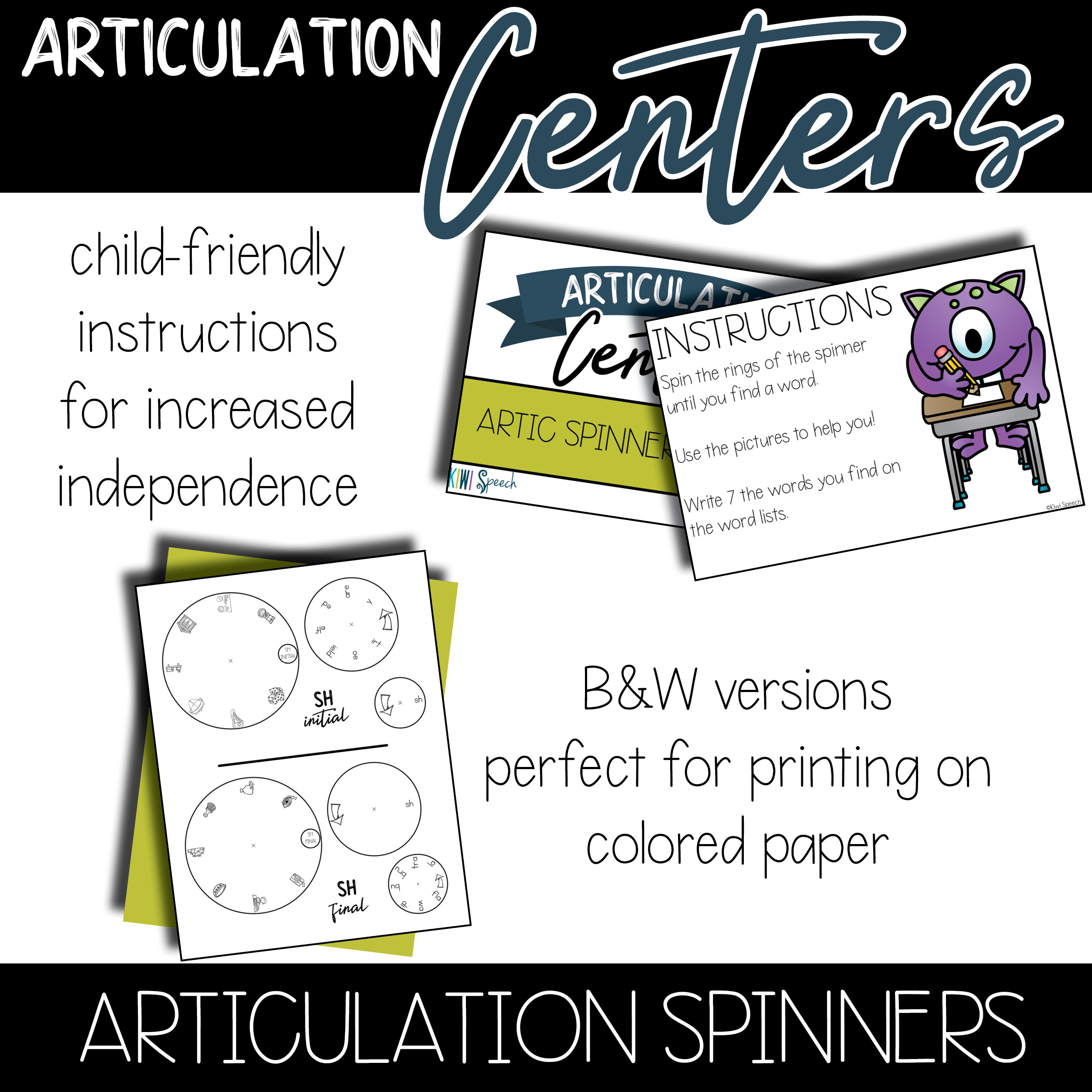Speech Centers: Articulation Spinners - Kiwi Speech