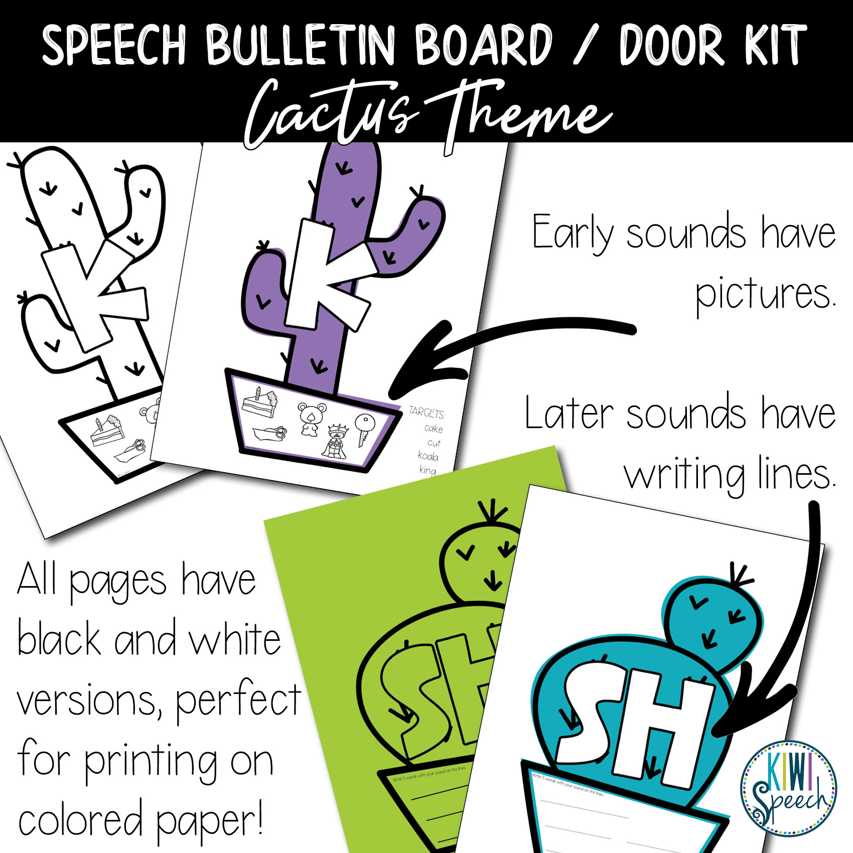 Cactus Speech Bulletin Board / Door Kit + Craftivity - Speech Therapy ...