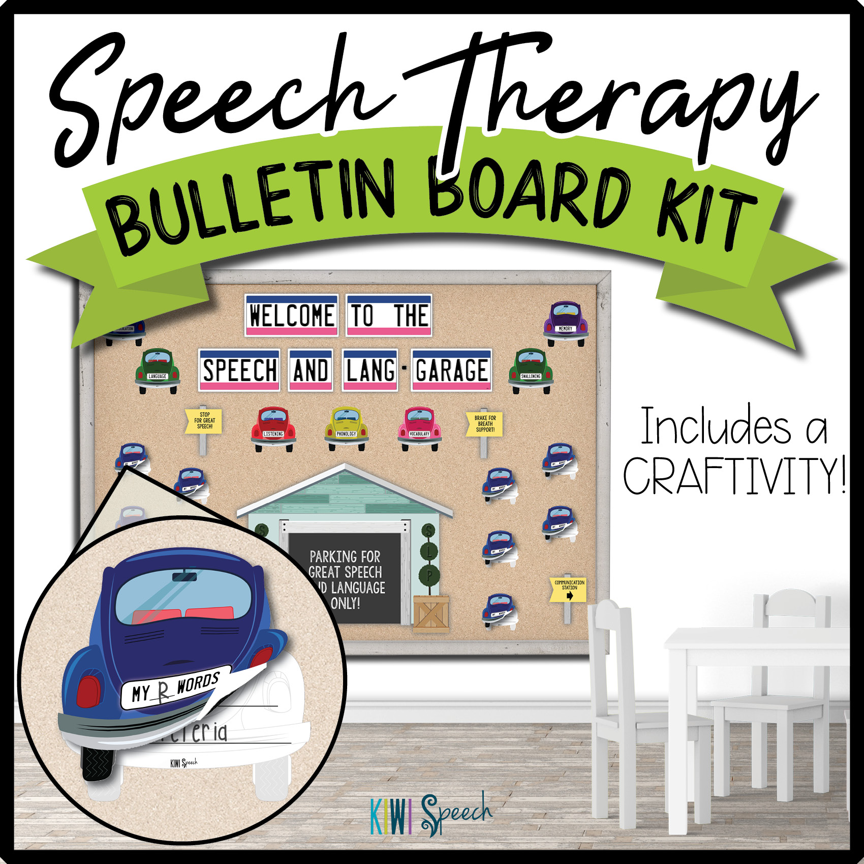 Cars Speech Bulletin Board / Door Kit + Craftivity - Speech Therapy ...