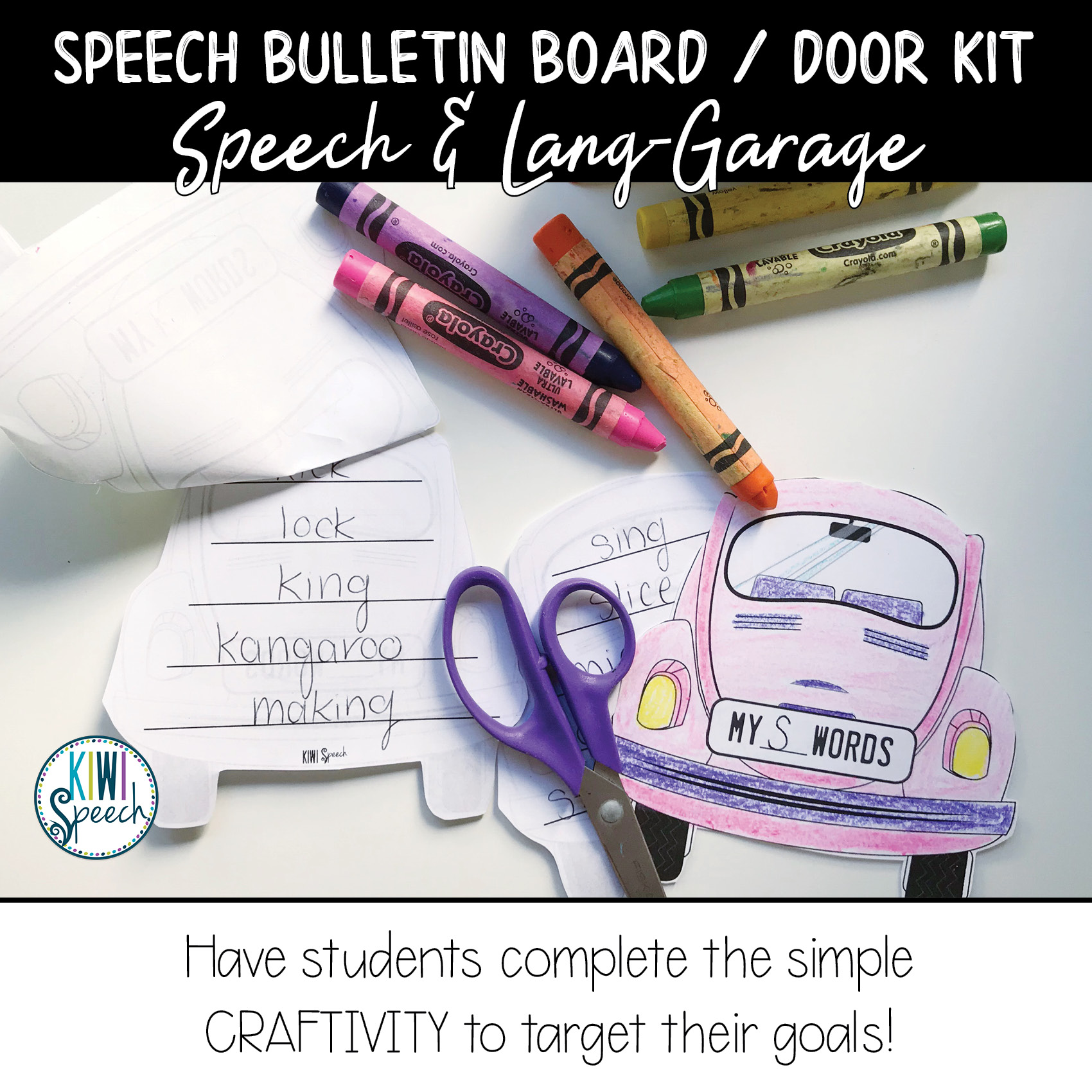 Cars Speech Bulletin Board / Door Kit + Craftivity - Speech Therapy ...
