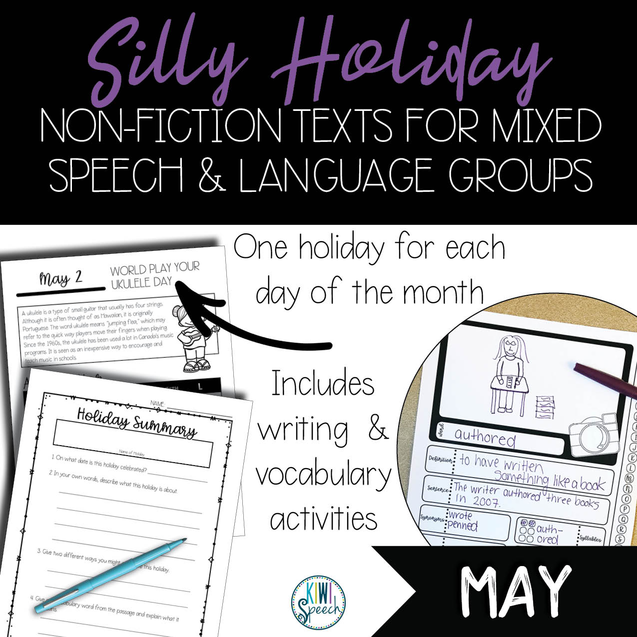 No Prep Silly Holiday Texts for Speech Therapy Mixed Groups - May ...