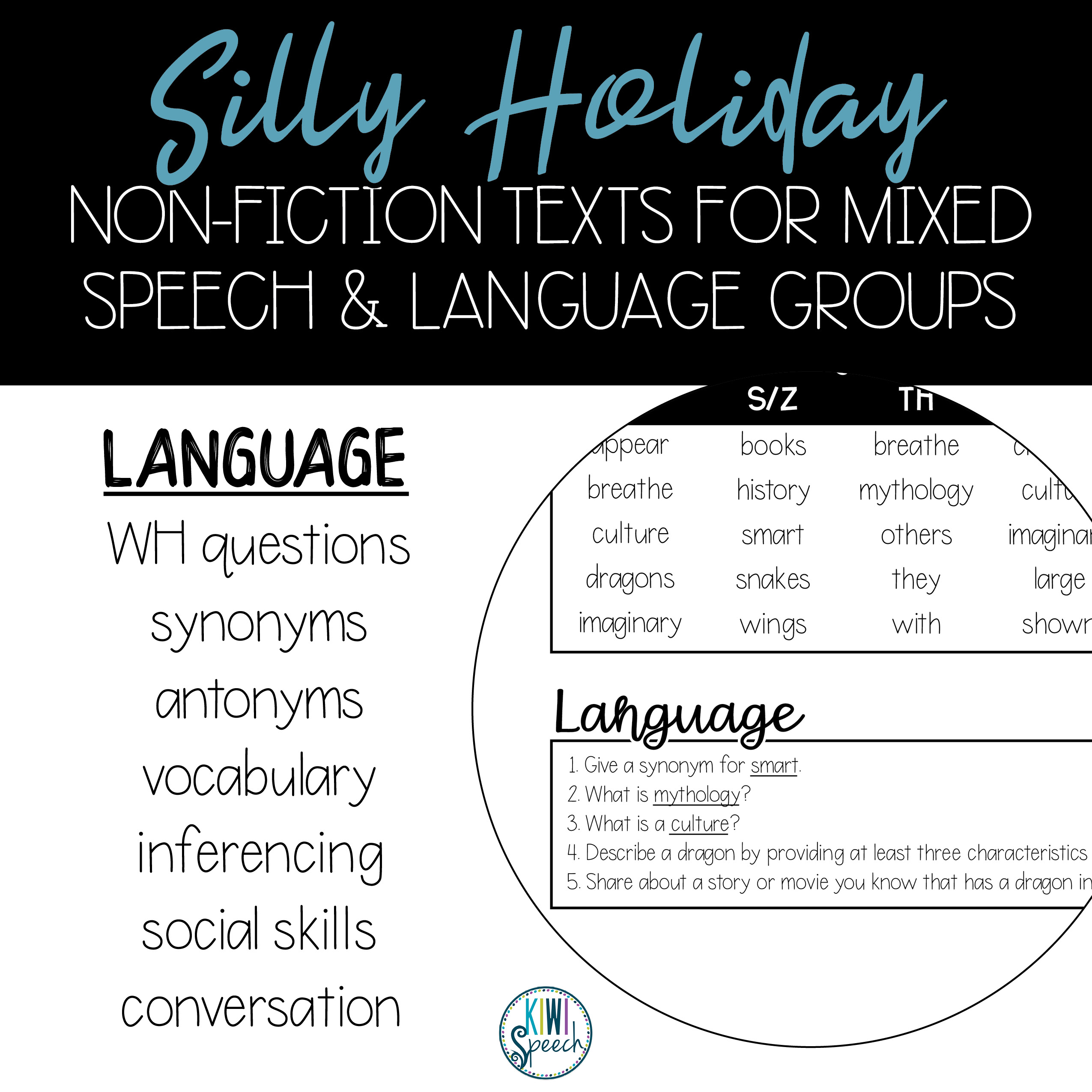No Prep Silly Holiday Texts for Speech Therapy Mixed Groups - FULL YEAR ...
