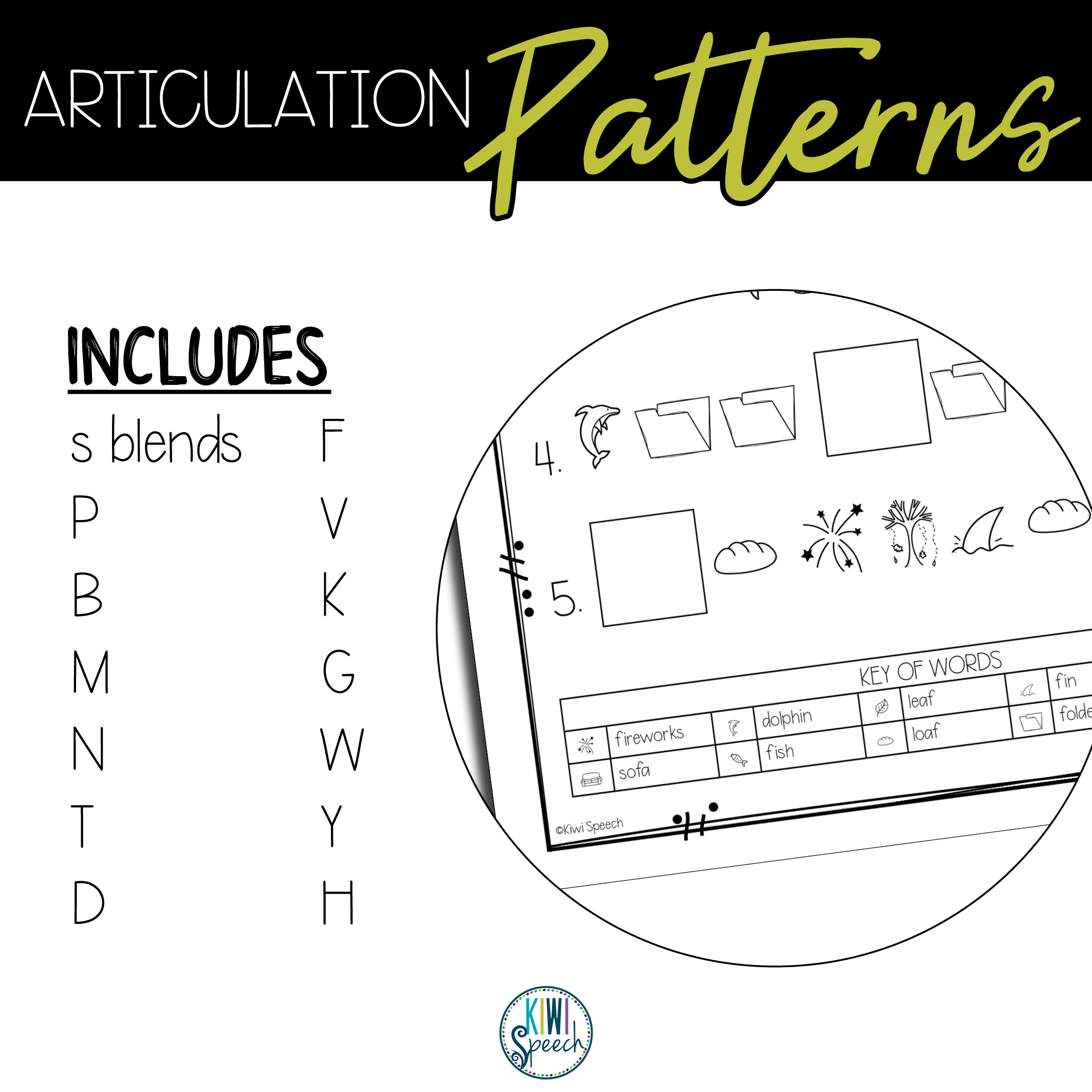 No Prep Articulation Patterns for Speech Therapy - Early Sounds - Kiwi ...