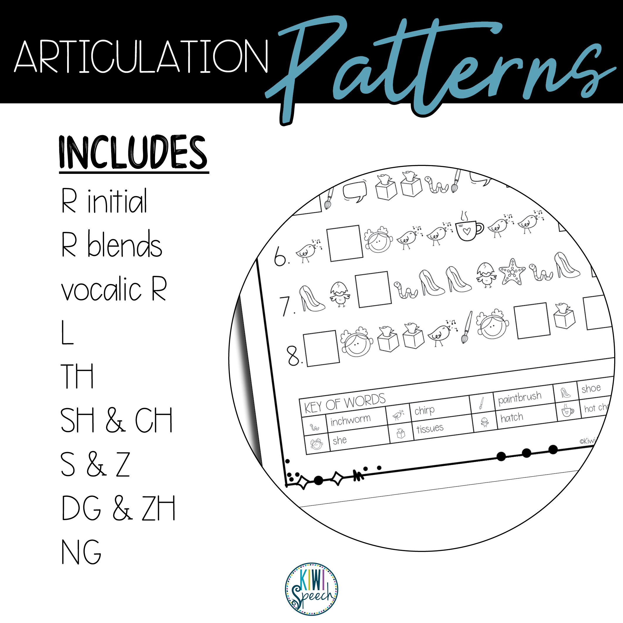 No Prep Articulation Patterns for Speech Therapy - Later Sounds - Kiwi ...