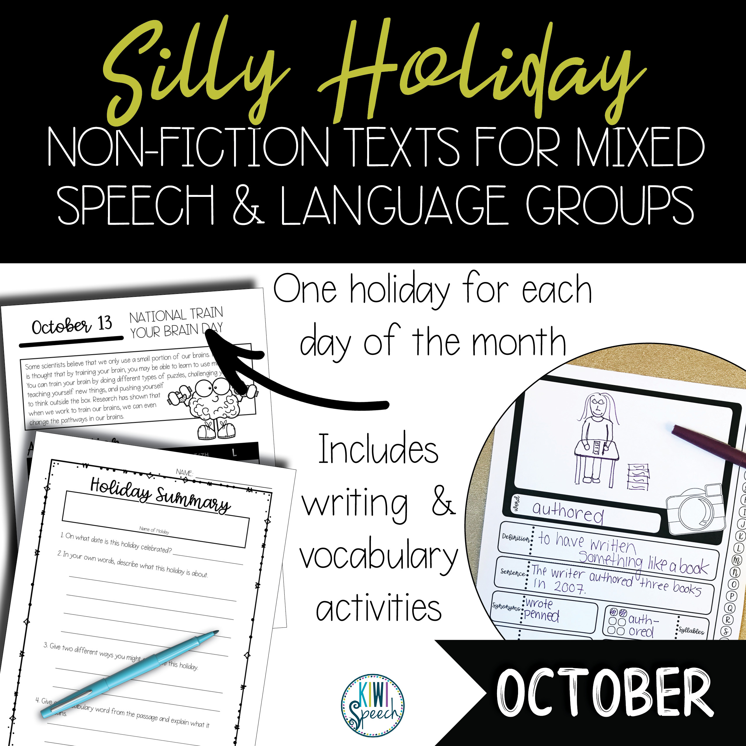 No Prep Silly Holiday Texts for Speech Therapy Mixed Groups - October ...