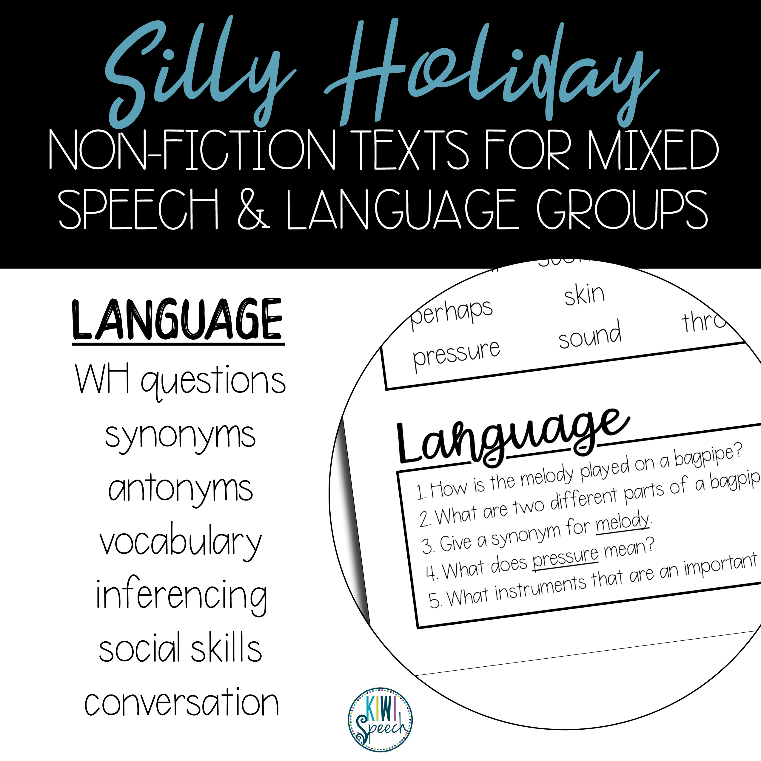 No Prep Silly Holiday Texts for Speech Therapy Mixed Groups - November ...