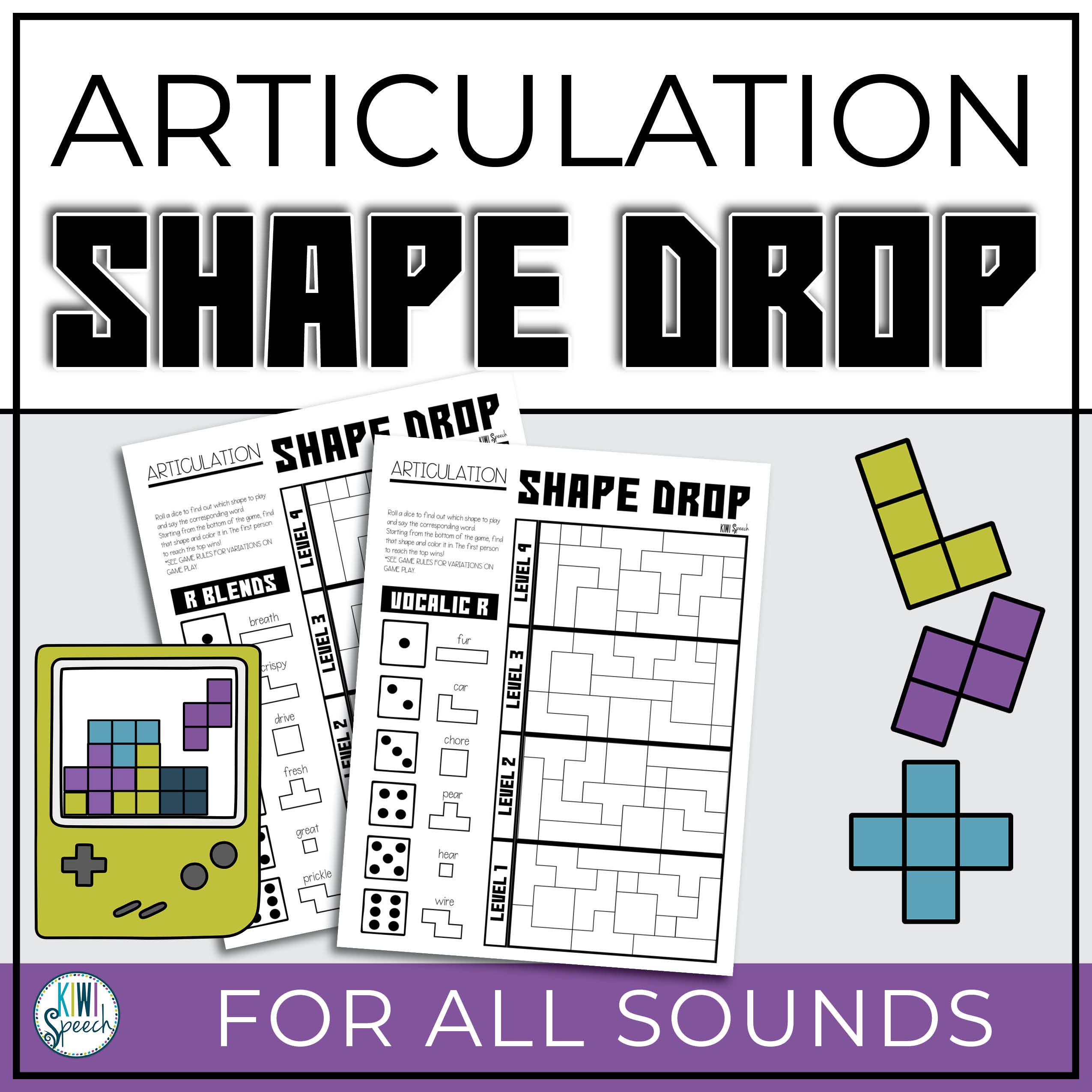 Articulation Shape Drop Game - A No Prep Speech Therapy Activity - Kiwi ...