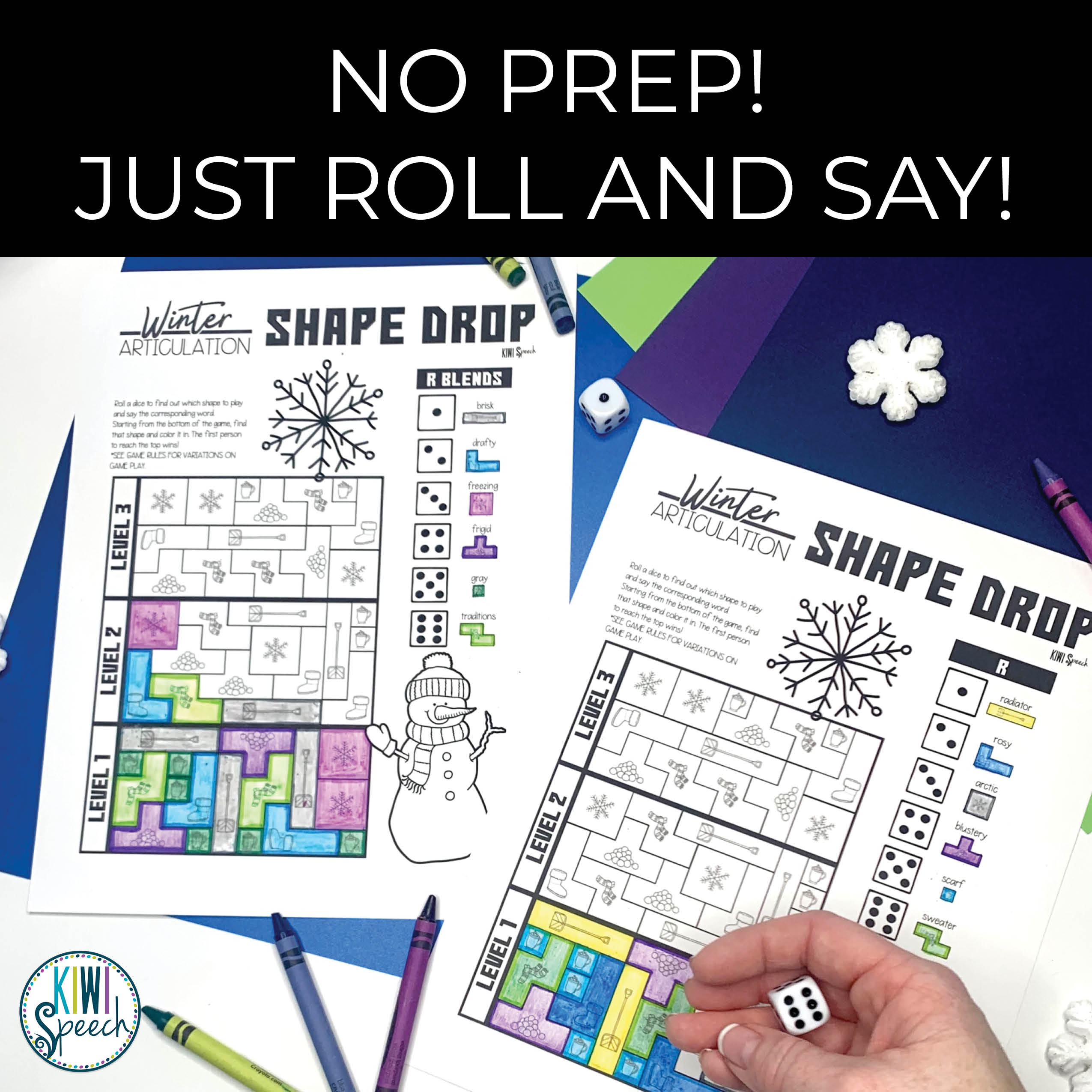 Articulation Shape Drop - A No Prep Speech Therapy Activity: Winter ...
