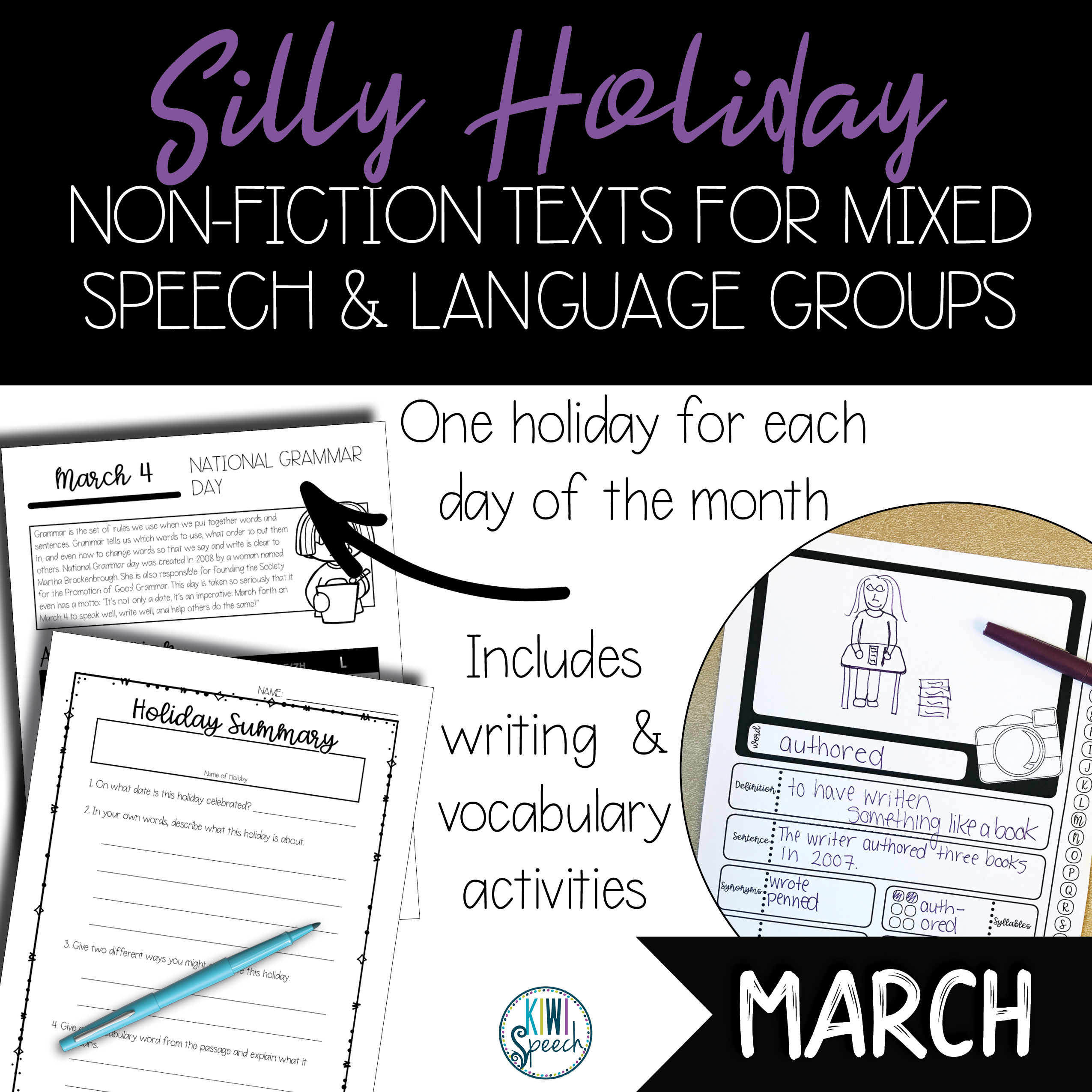 No Prep Silly Holiday Texts for Speech Therapy Mixed Groups - March ...