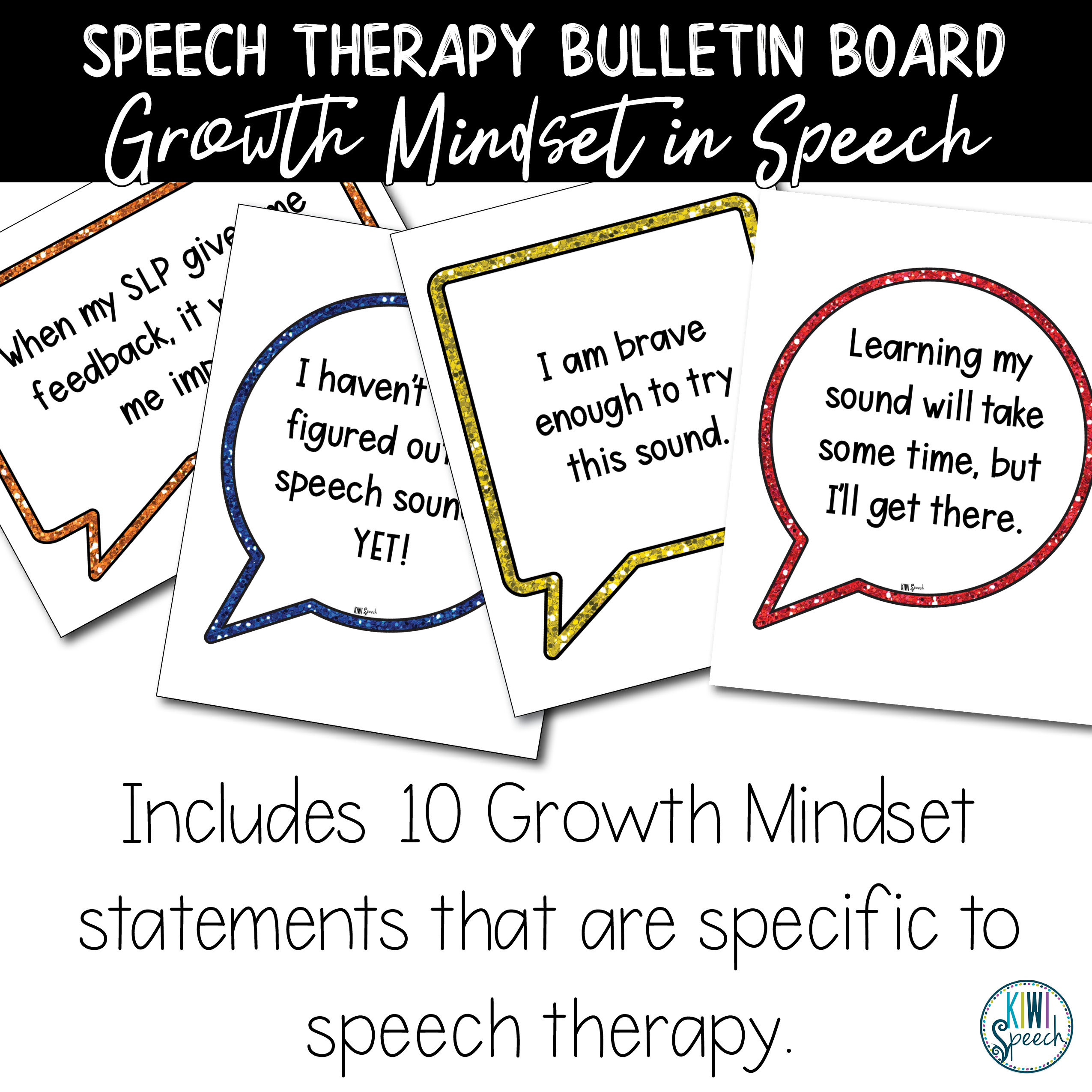 Growth Mindset Bulletin Board & Statements Poster for Speech Therapy ...