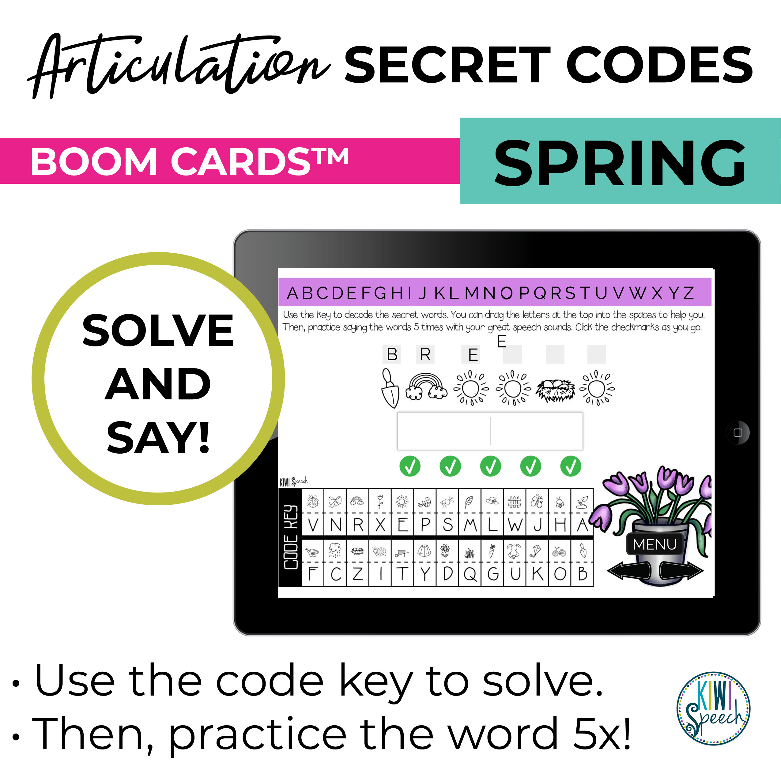 S / Z Articulation Secret Codes BOOM Cards - Spring | Speech | Distance ...