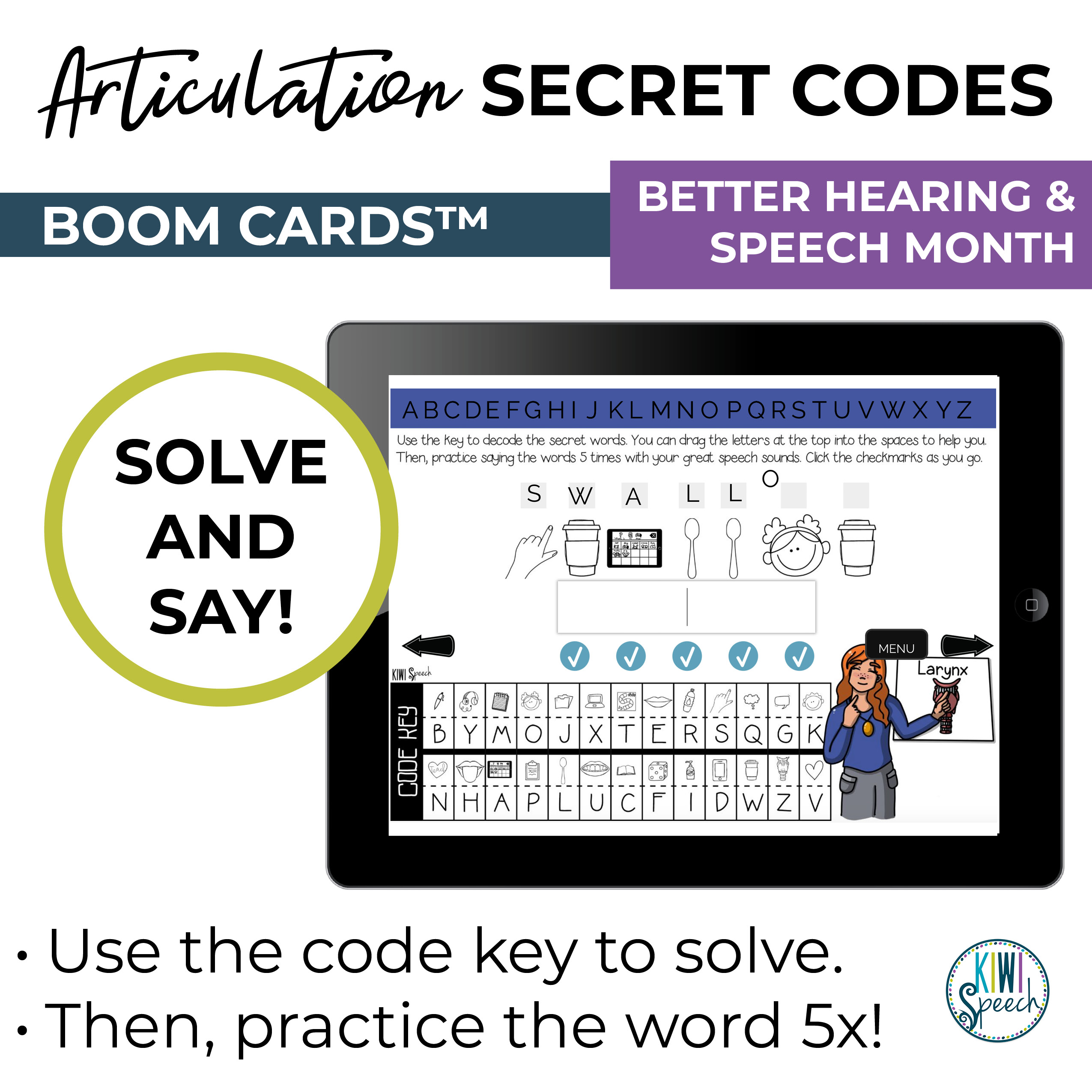 Articulation Secret Codes BOOM Cards - Better Hearing and Speech Month ...