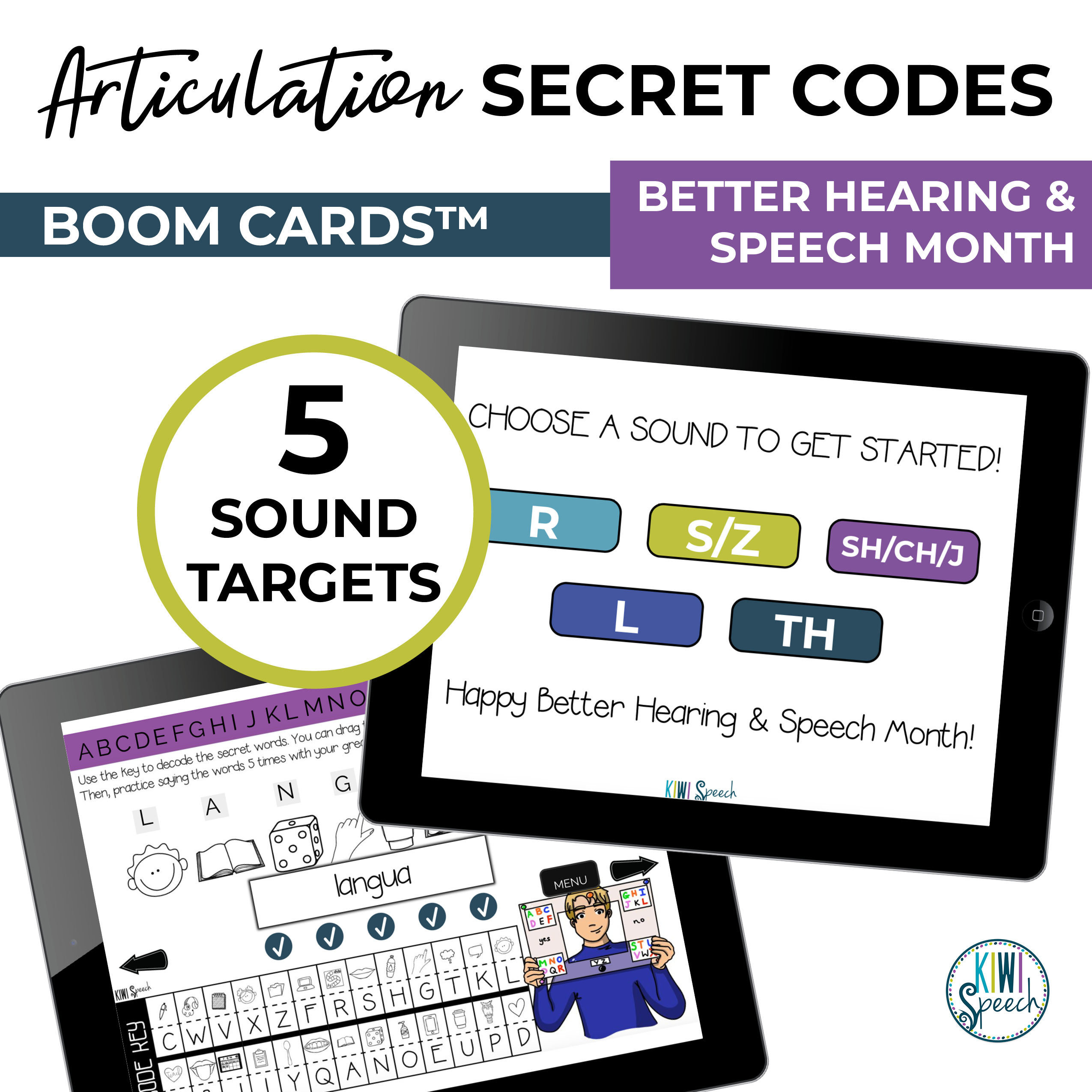 Articulation Secret Codes BOOM Cards - Better Hearing and Speech Month ...