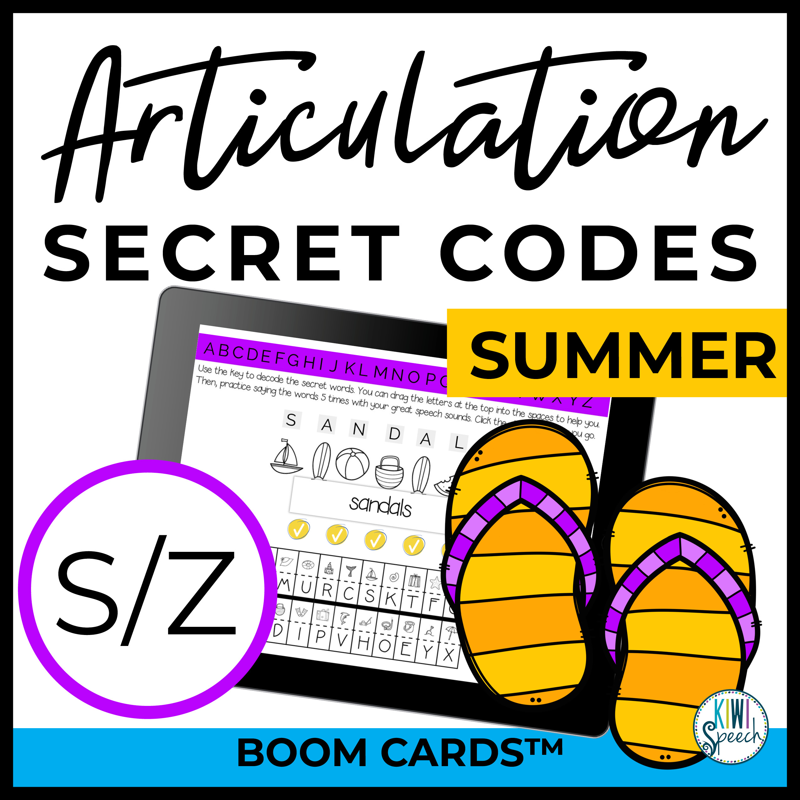 S / Z Articulation Secret Codes BOOM Cards - Summer | Speech | Distance ...