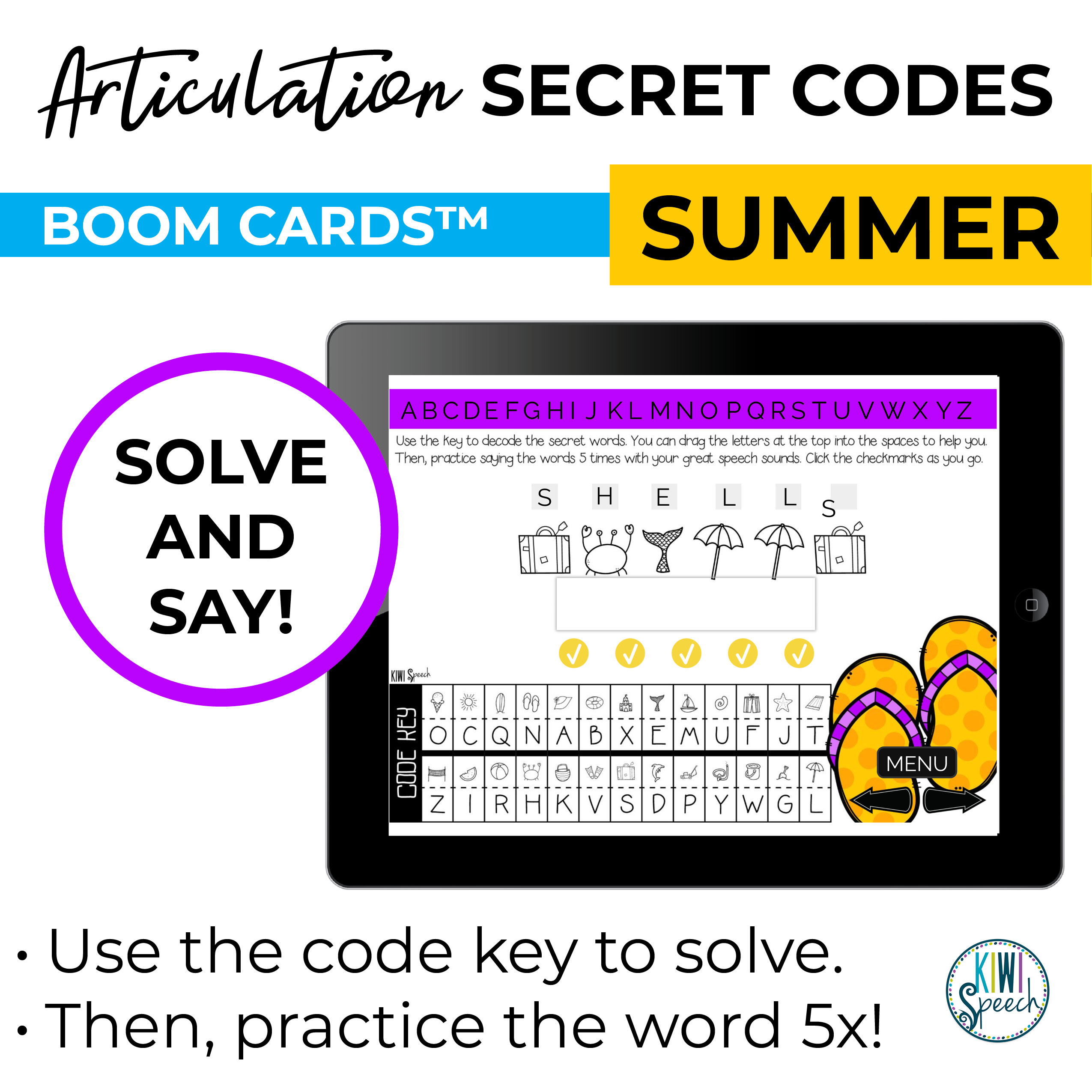 SH, CH, J Articulation Secret Codes BOOM Cards - Summer | Distance ...