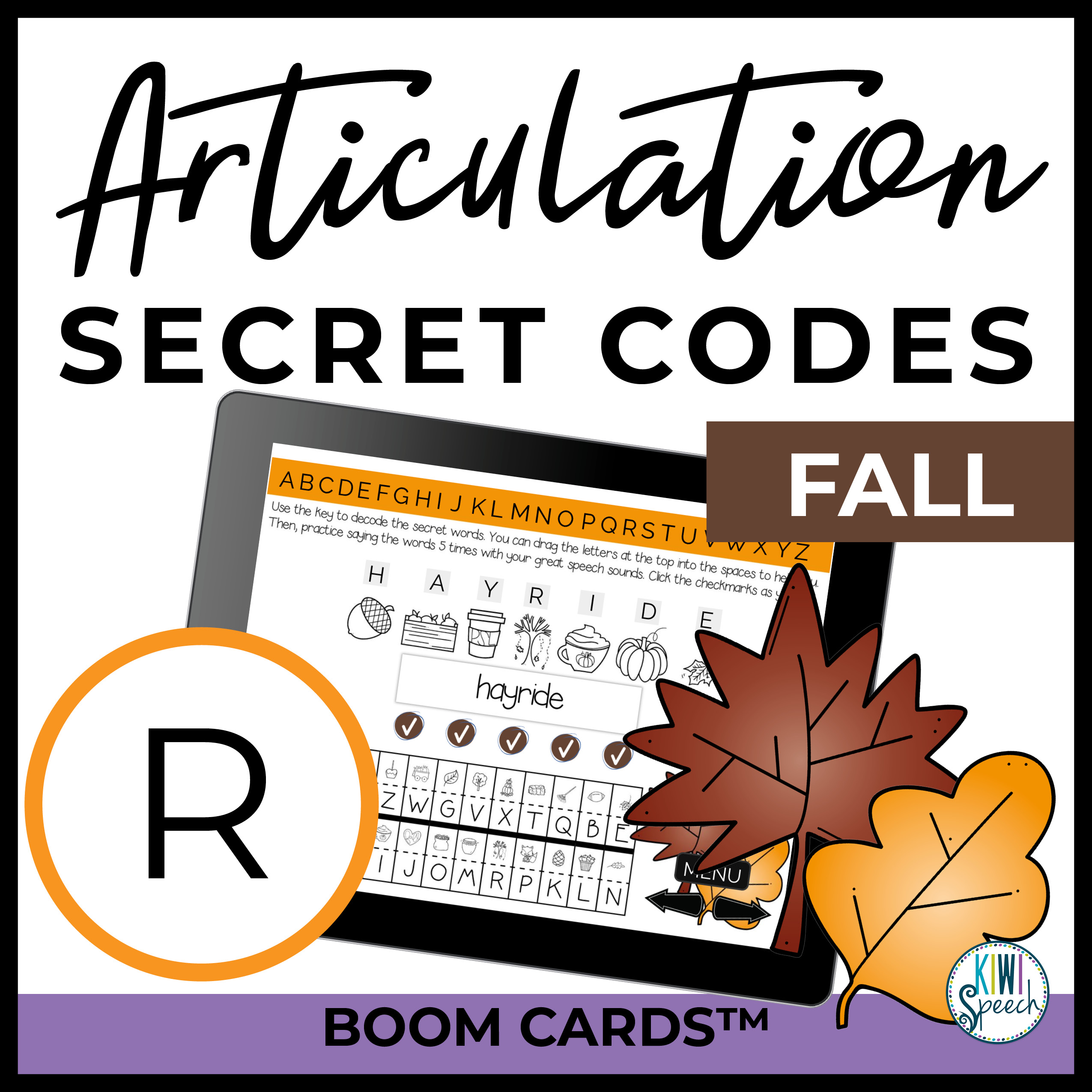R Articulation Secret Codes BOOM Cards - Fall | Speech | Digital Speech ...