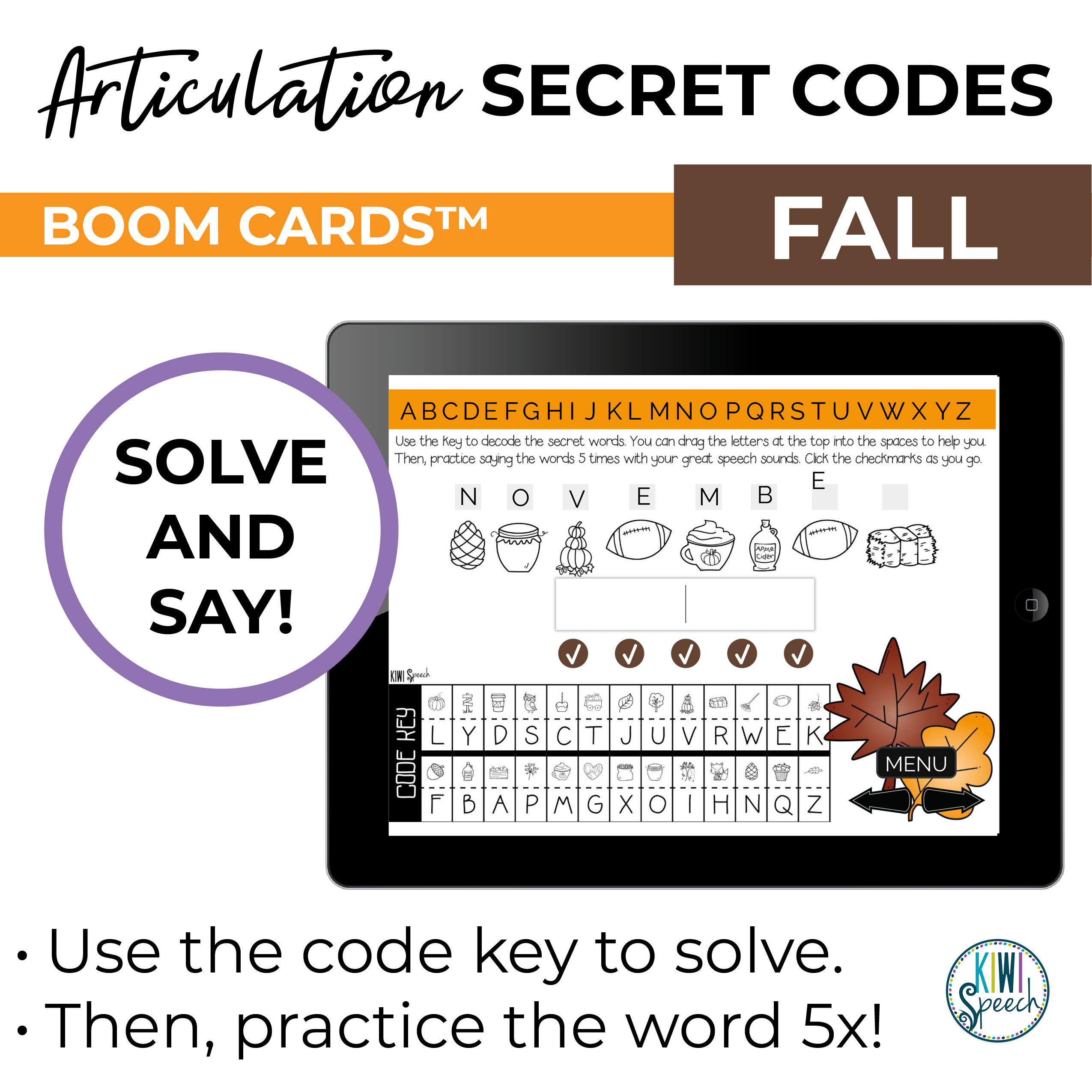 R Articulation Secret Codes BOOM Cards - Fall | Speech | Digital Speech ...